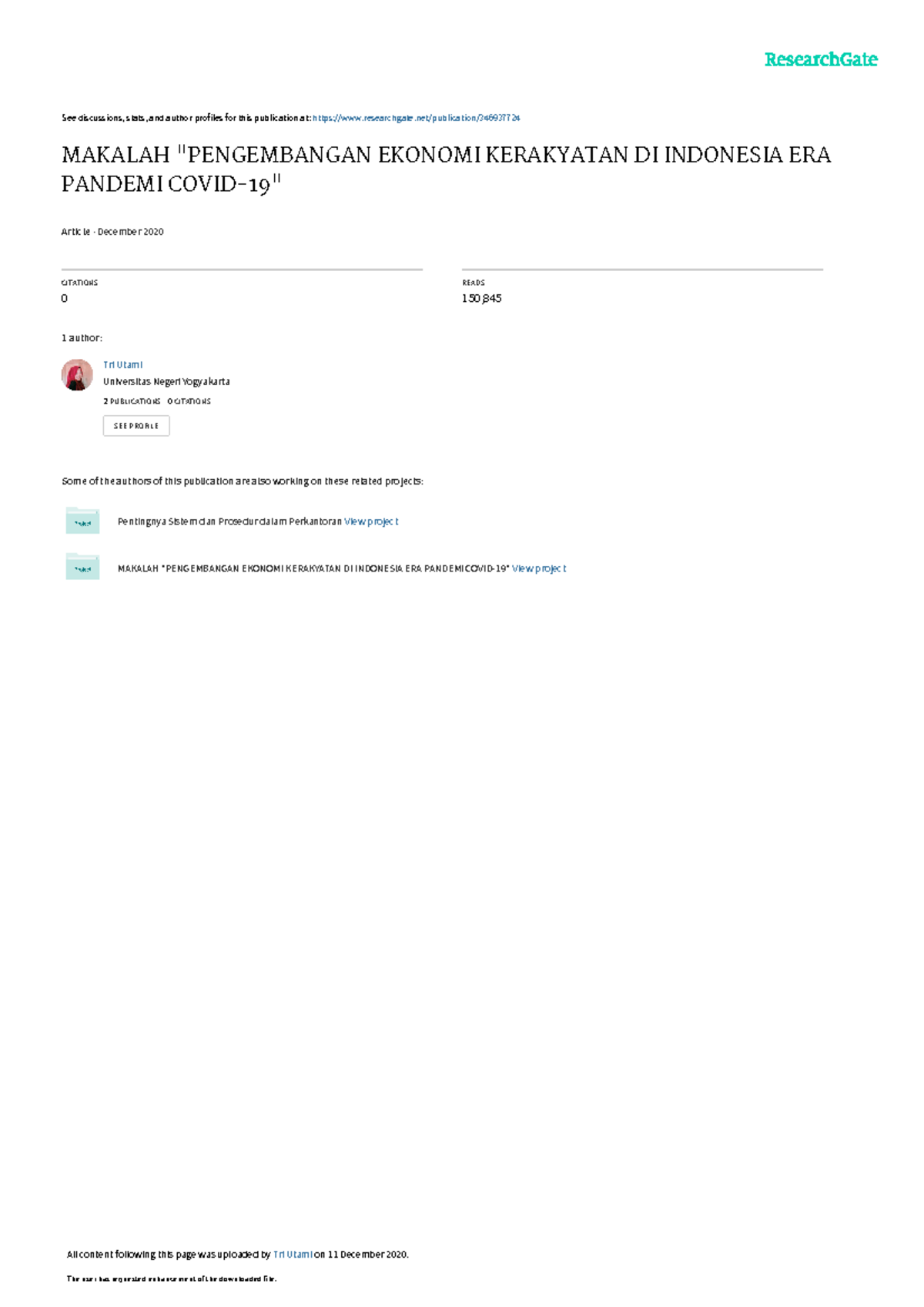 Tri Utami 19804241016 Peu19 Makalah Ekora See Discussions Stats And Author Profiles For This