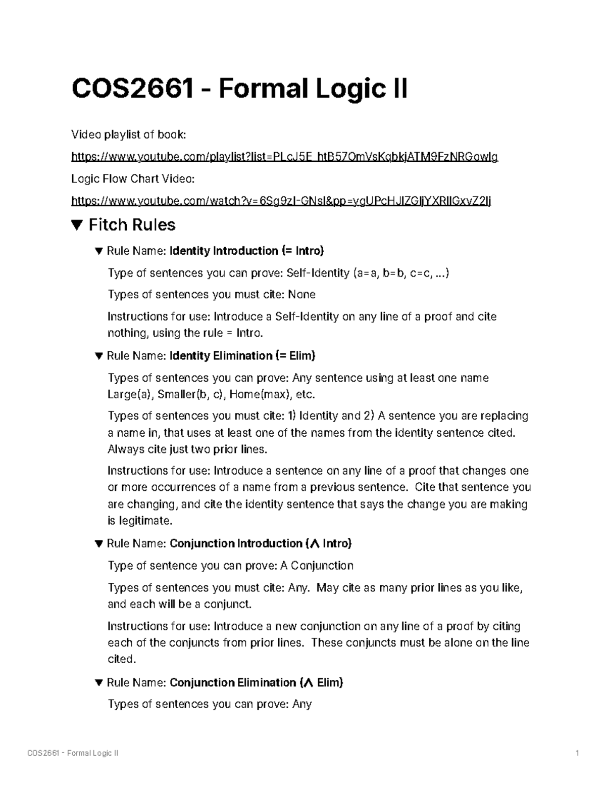 COS2661 Lecture Notes - Summary of Formal Logic & Proofs - Studocu