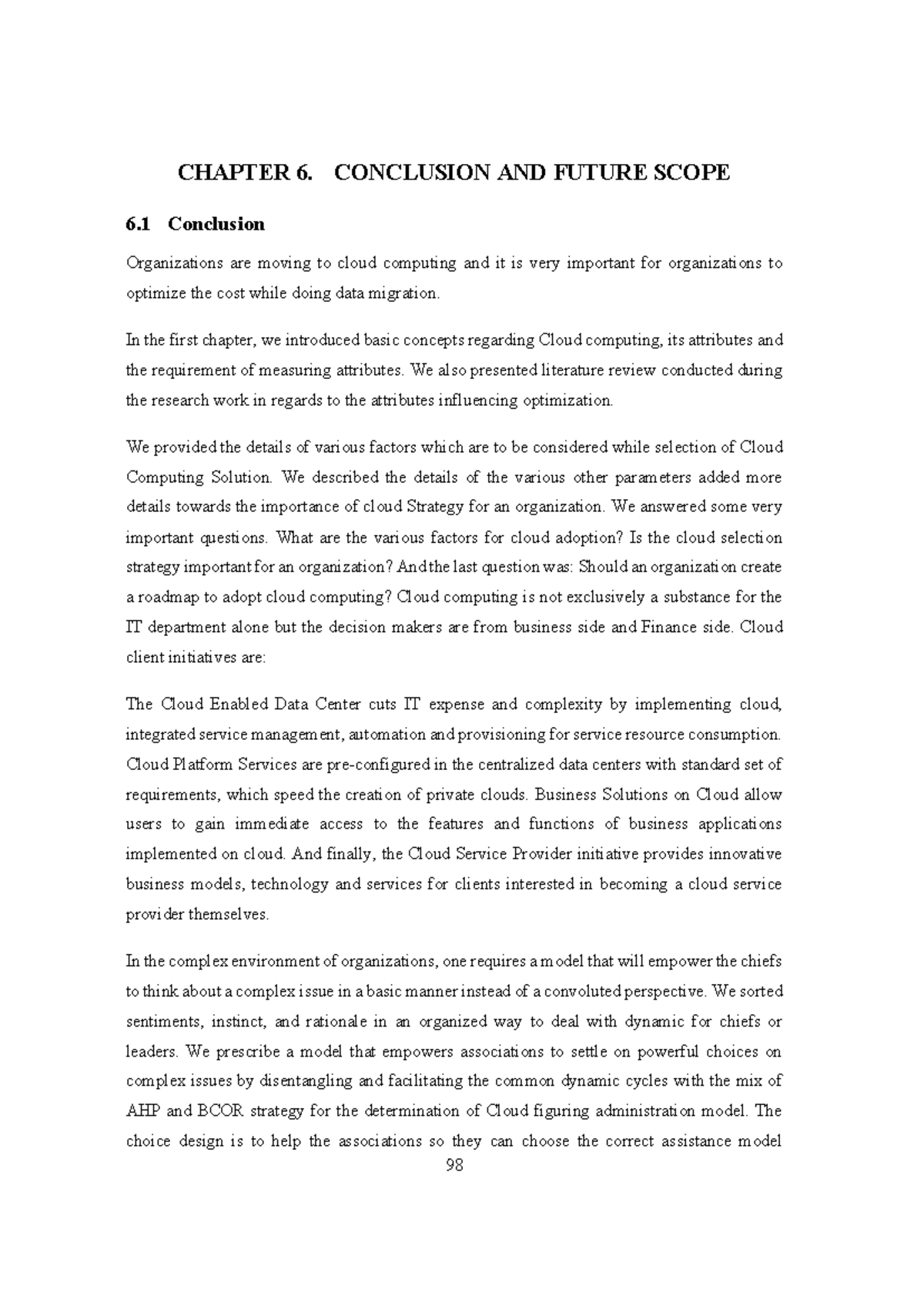 CHAPTER 6: CONCLUSION & FUTURE SCOPE ON CLOUD COMPUTING - Studocu