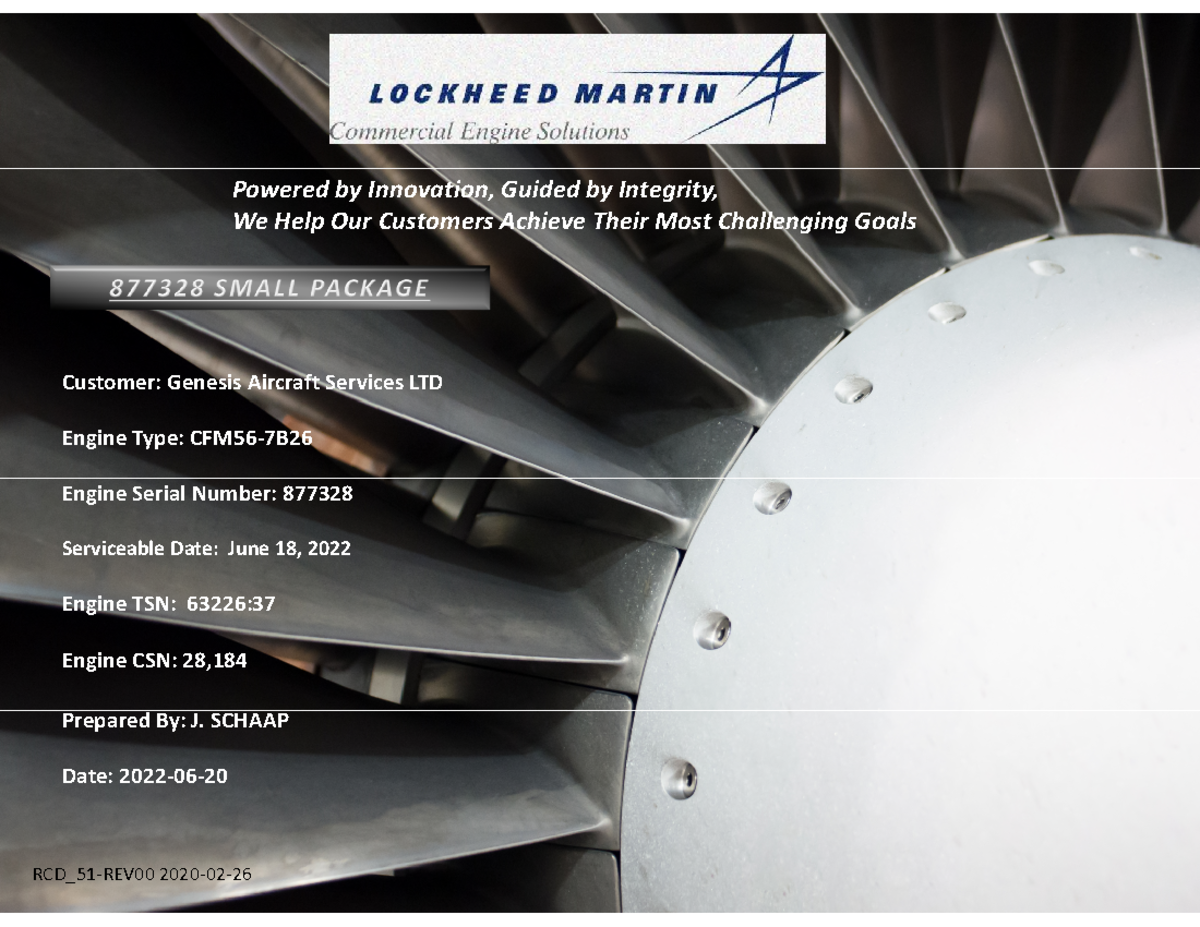 CFM56-7B Engine Report for Genesis Aircraft Services LTD (ESN 877328 ...