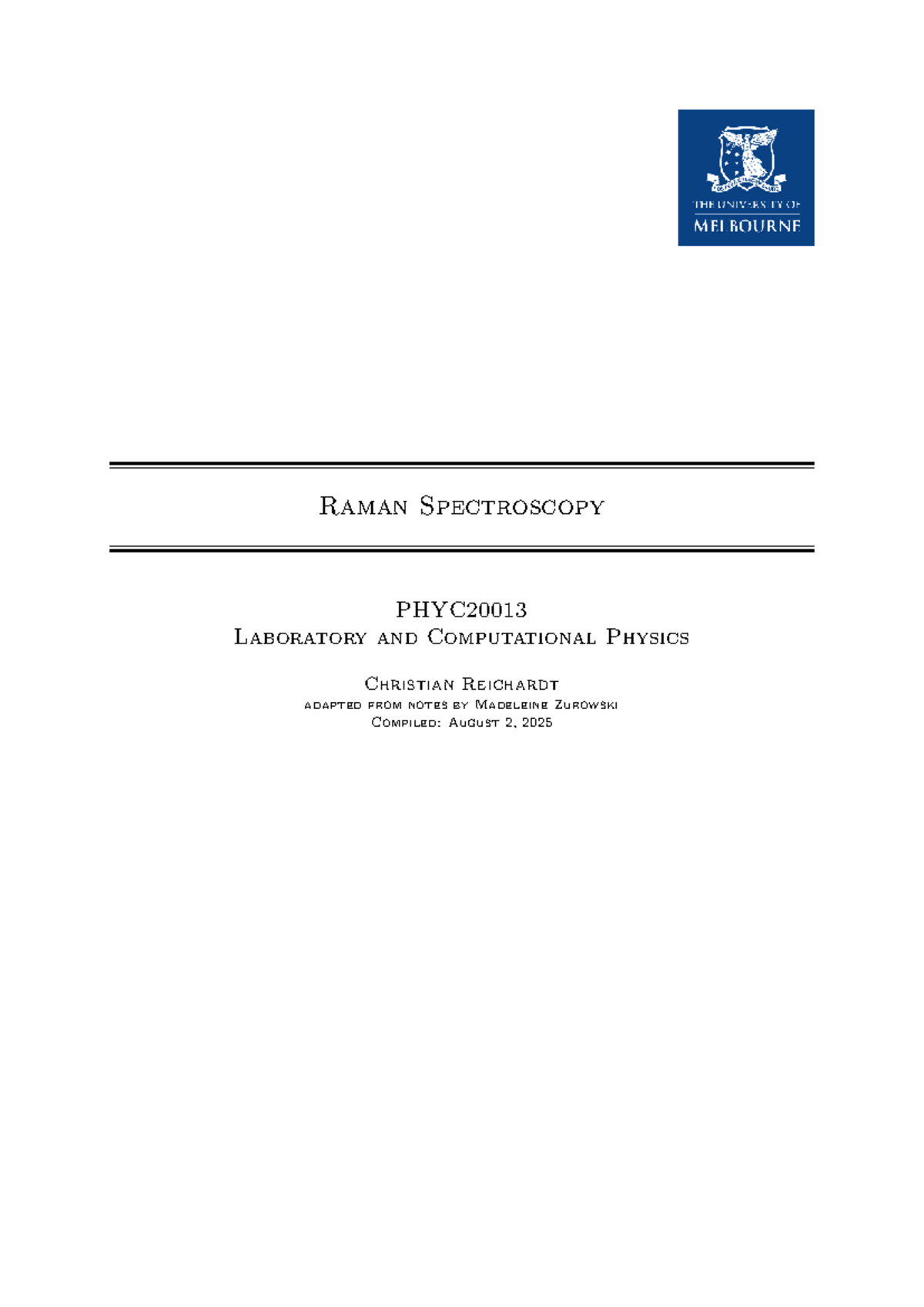 Raman Spectroscopy PHYC20013 Lab Notes and Analysis - Studocu