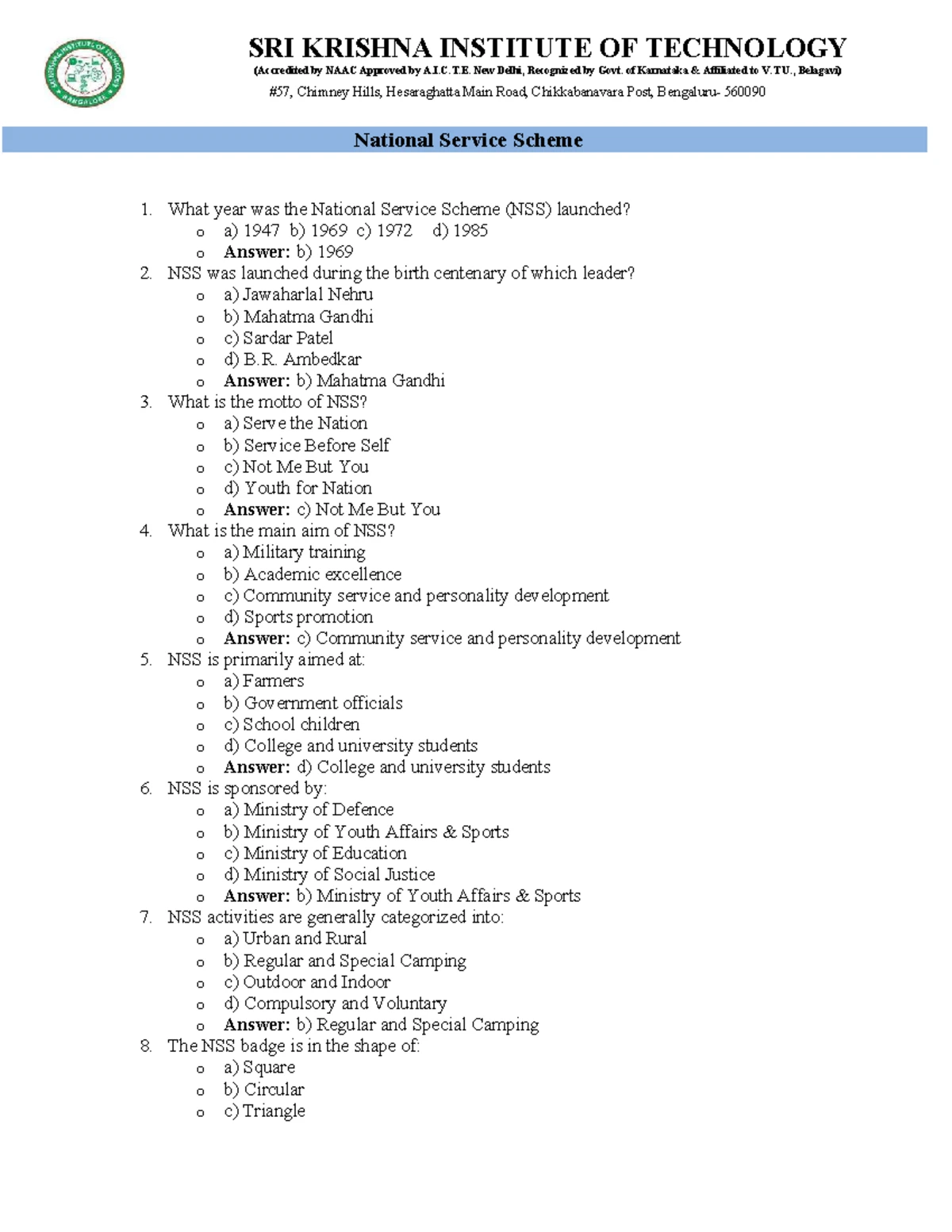 Report on national service scheme - WATER CONSERVATION TECHNIQUES ROLE ...