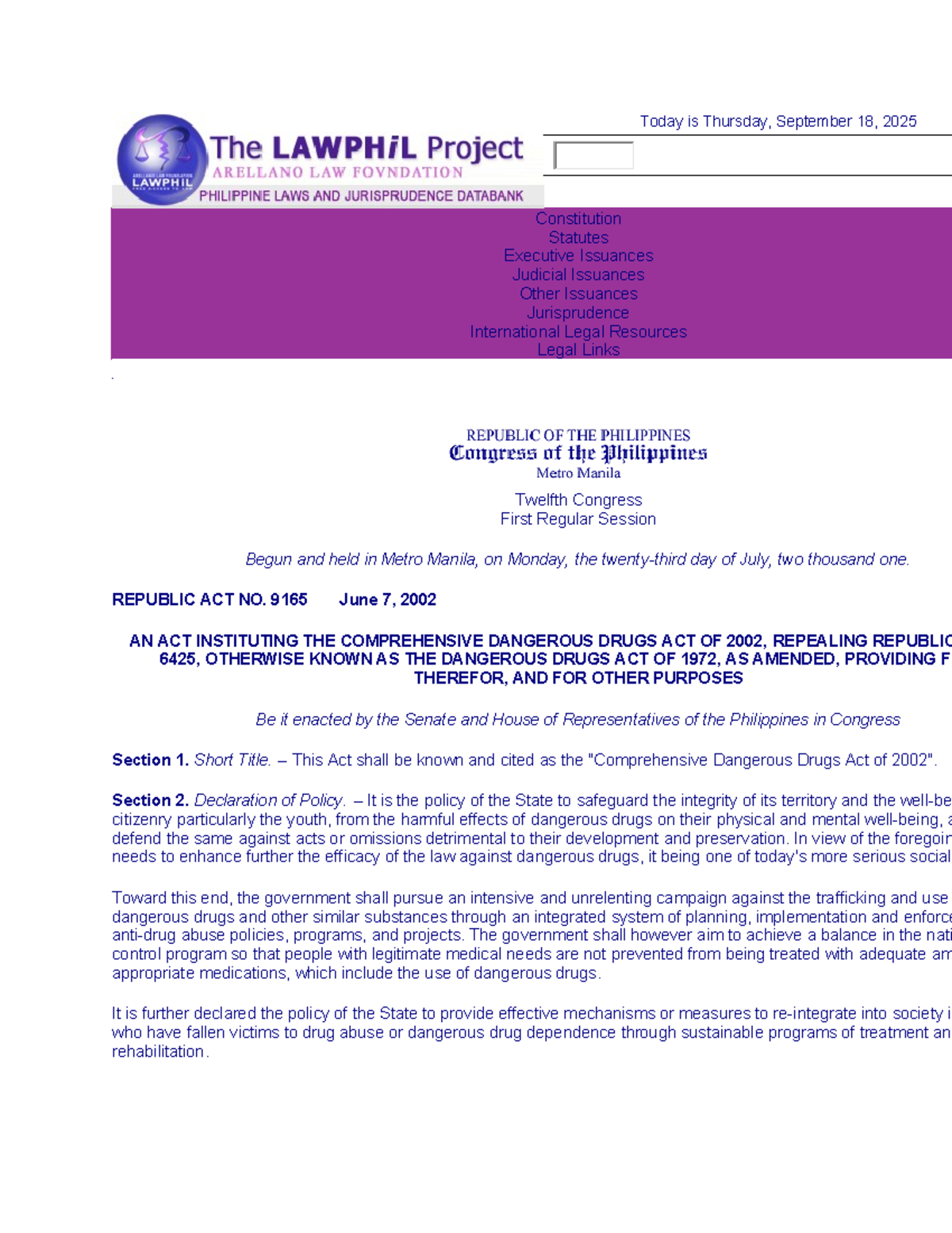 RA 9165: Comprehensive Dangerous Drugs Act of 2002 Overview and ...