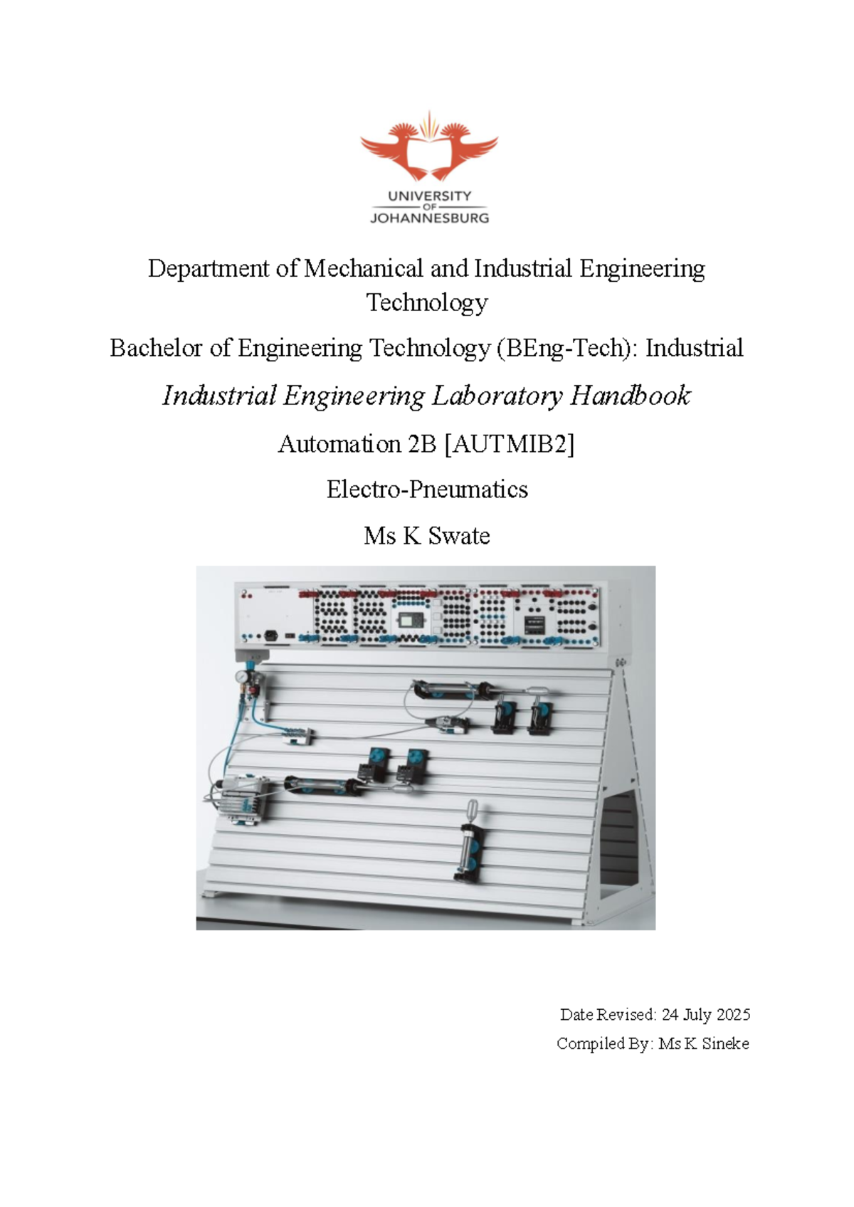 Electro Pneumatics Lab Handbook (ENGT 2B) - Rules & Regulations - Studocu