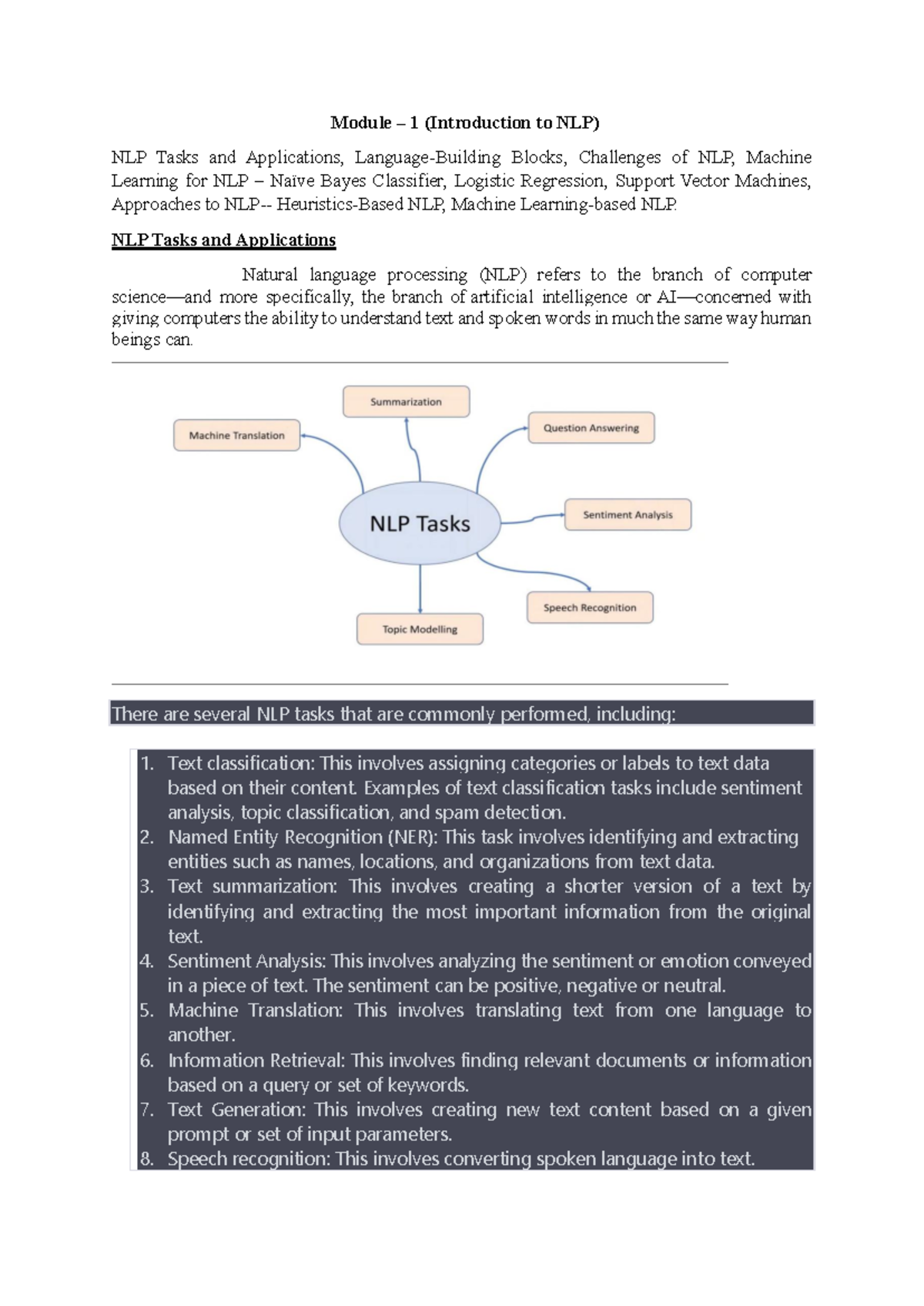 NLP1 - Introduction to NLP Tasks, Applications, and Machine Learning ...