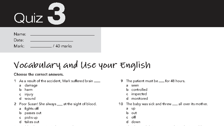 C1 Quiz 3 - Vocabulary and Grammar Practice - Studocu