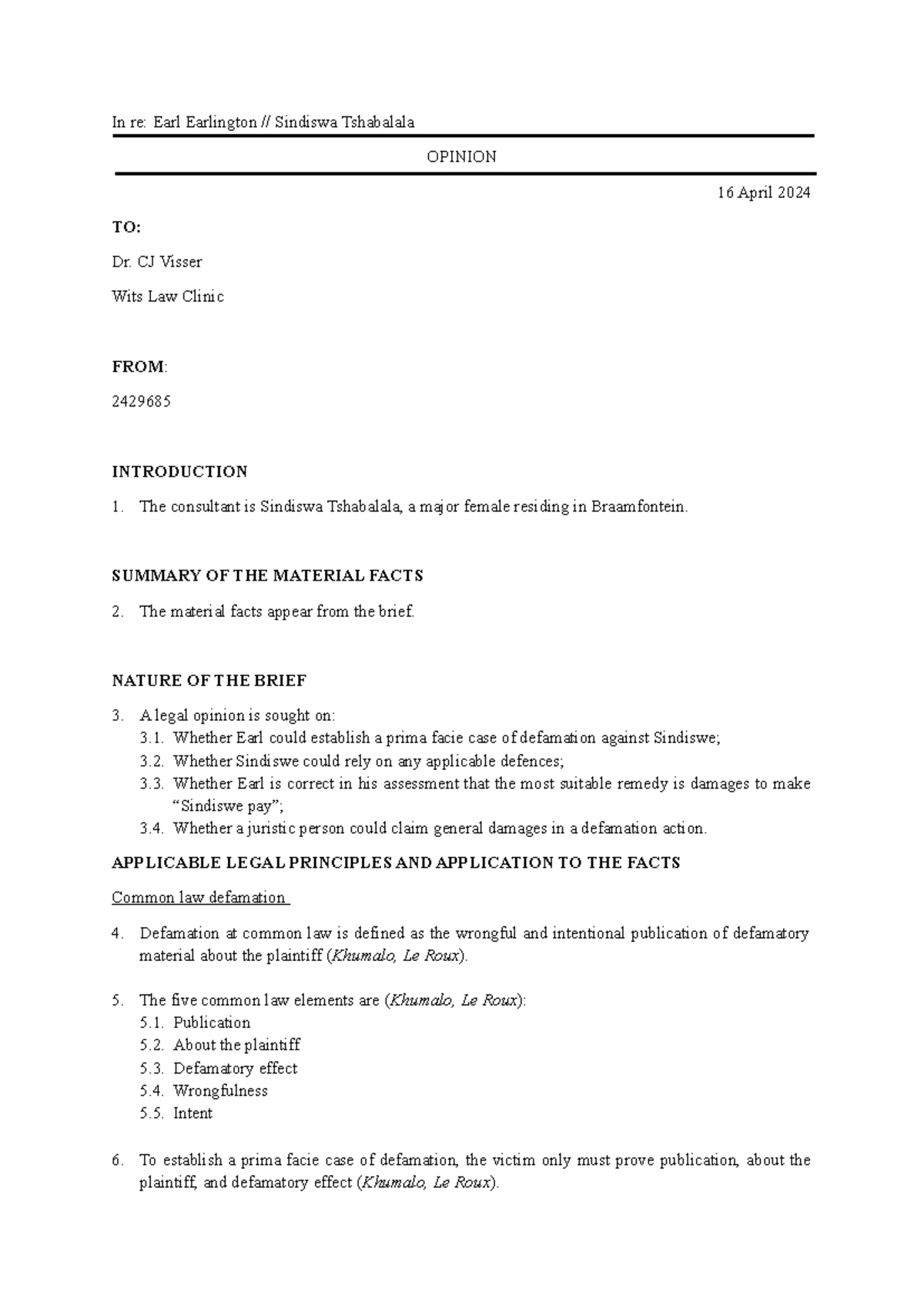 Delict Law Practice Questions & Answers for Law 101 - Studocu
