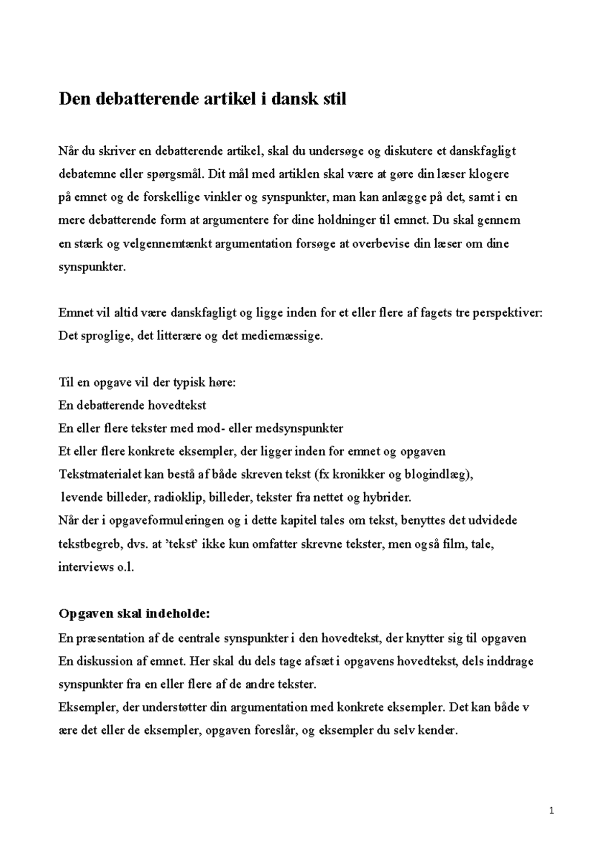 Den debatterende artikel i dansk stil: En guide til argumentation - Studocu
