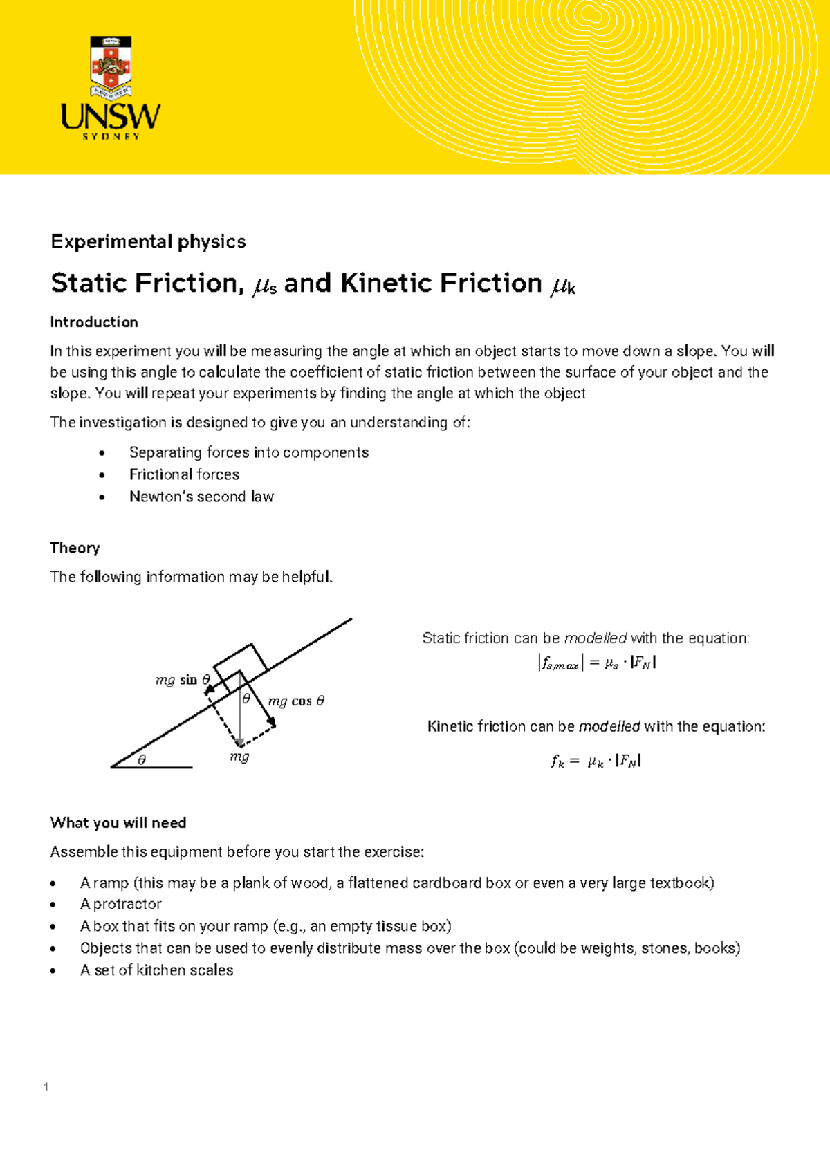 Experimental Physics: Static (µs) & Kinetic Friction (µk) Lab Report ...
