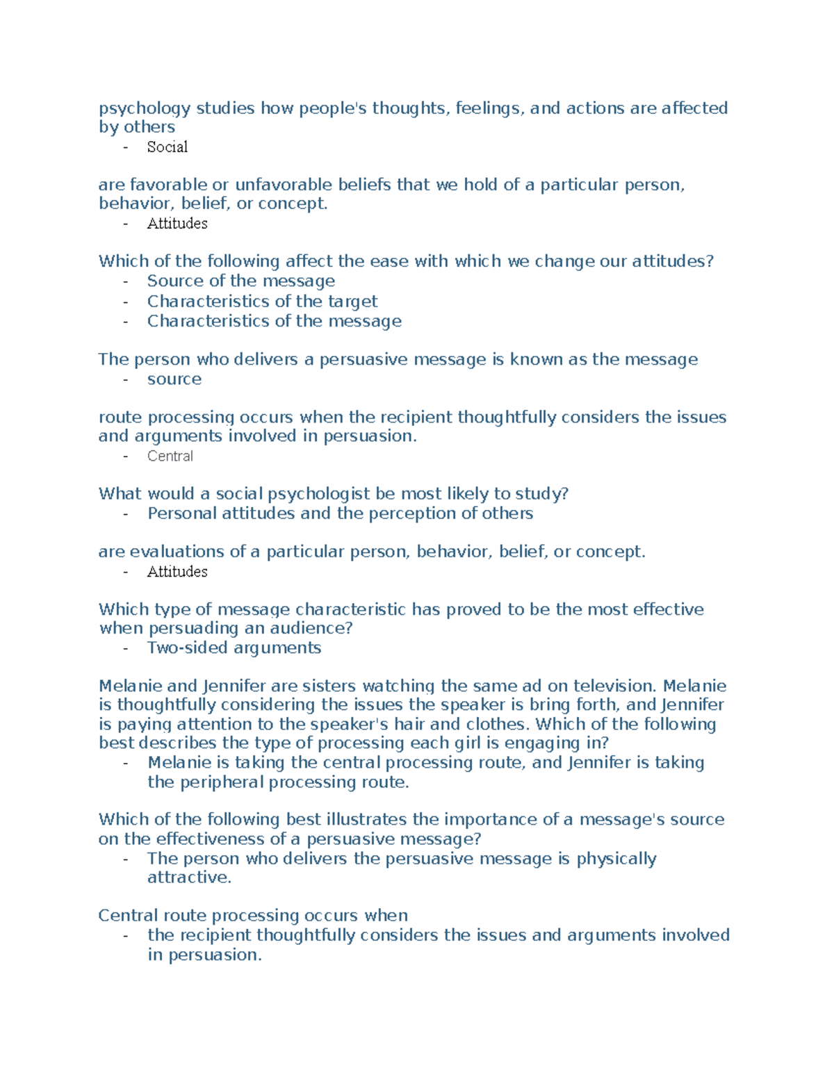 General Psychology Ch. 14: Social Influence & Attitudes Analysis - Studocu