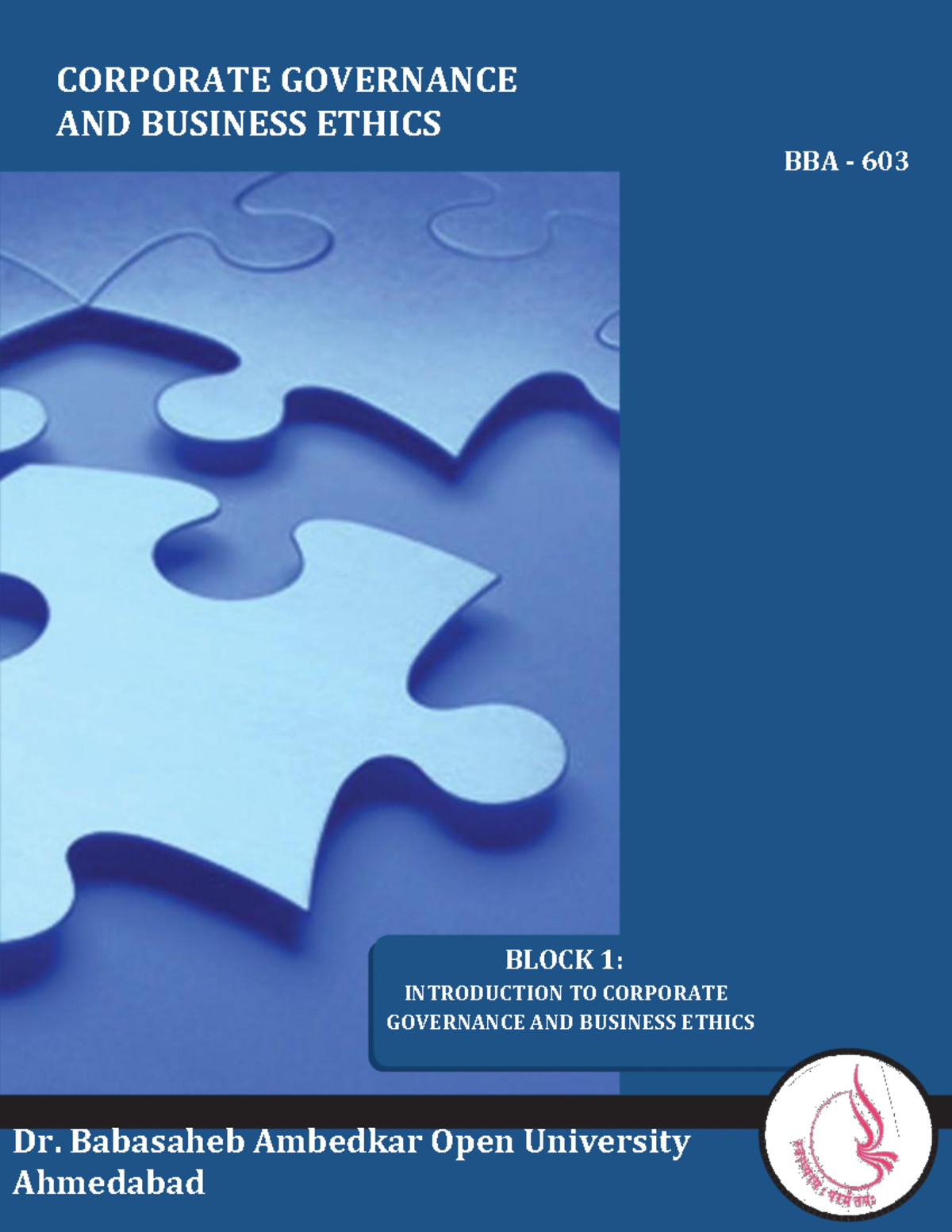 BBA 603 slm - CORPORATE GOVERNANCE AND BUSINESS ETHICS BBA - 603 BLOCK ...