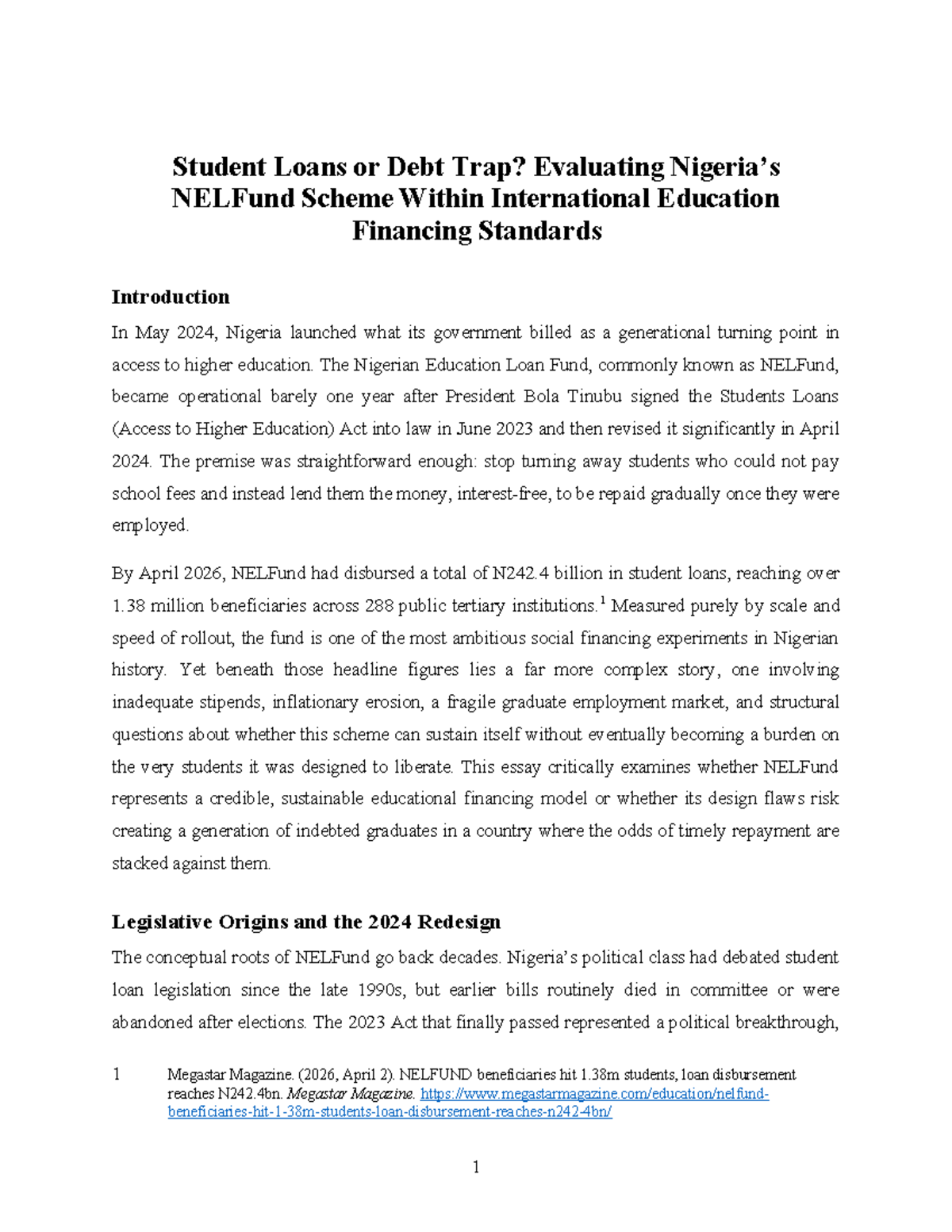 Evaluating NELFund: Student Loans or Debt Trap? (Essay) - Studocu