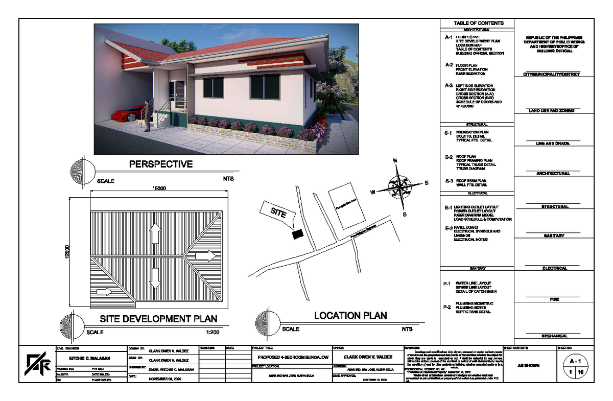 Proposed 4-Bedroom Bungalow Architectural Plans and Details - Studocu