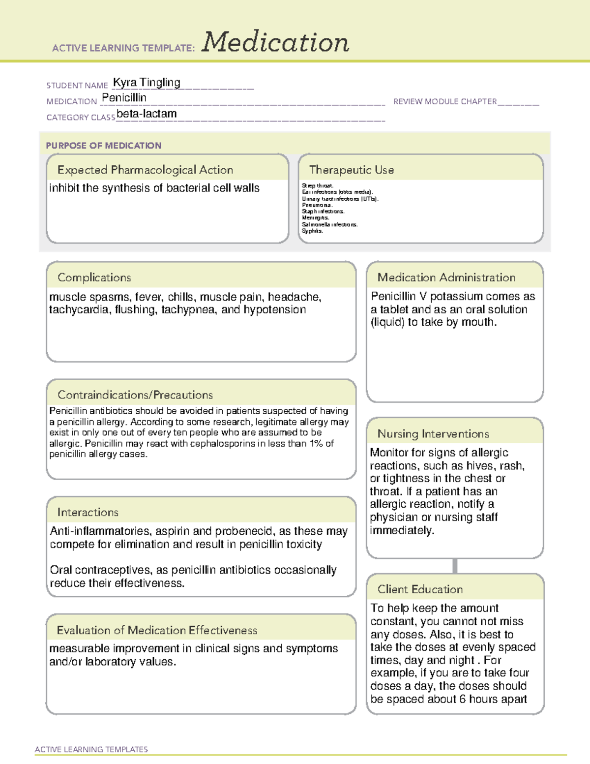 penicillin medication - ACTIVE LEARNING TEMPLATES Medication STUDENT ...