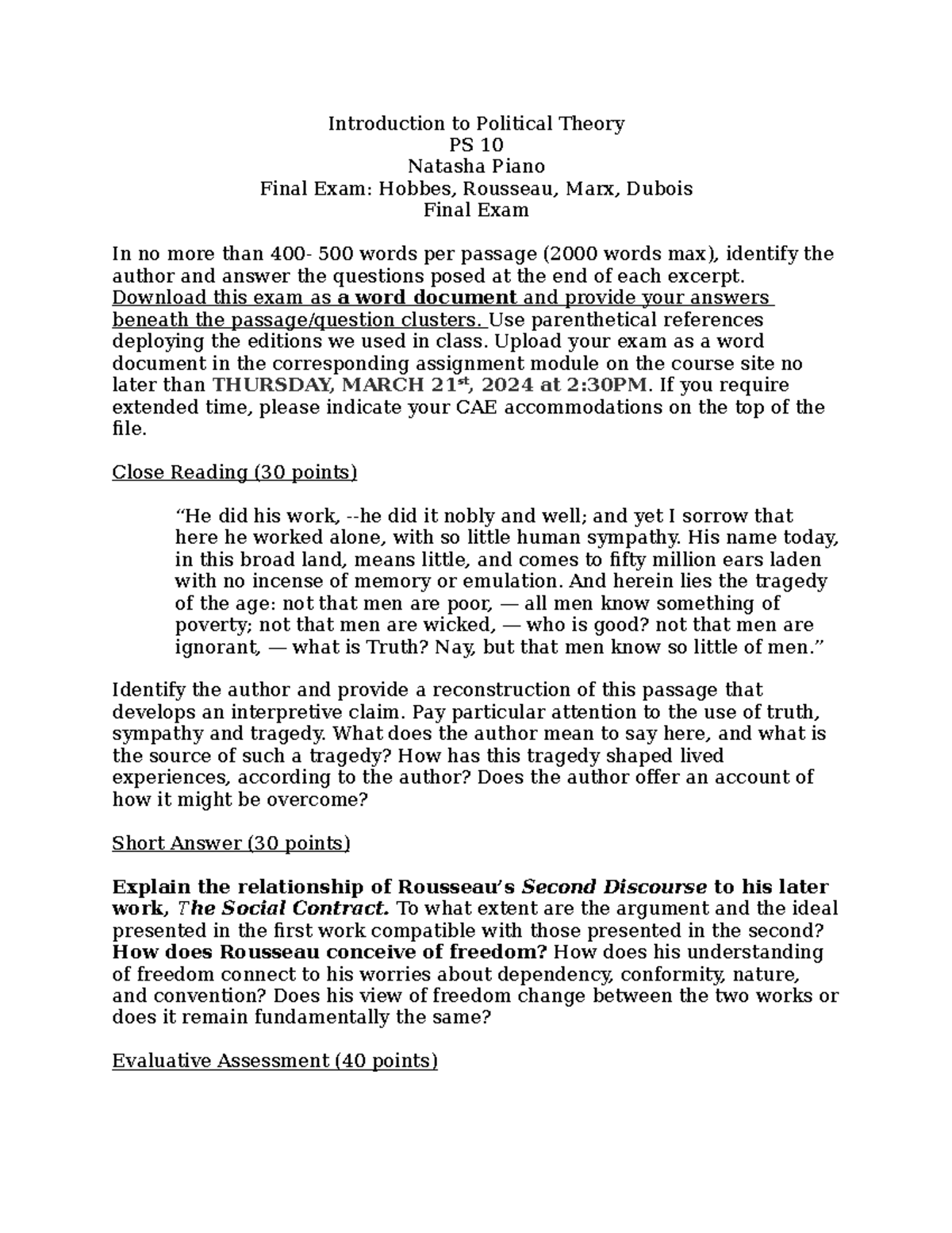 V2PS10 Final Exam - Essay Requirements - Introduction to Political ...