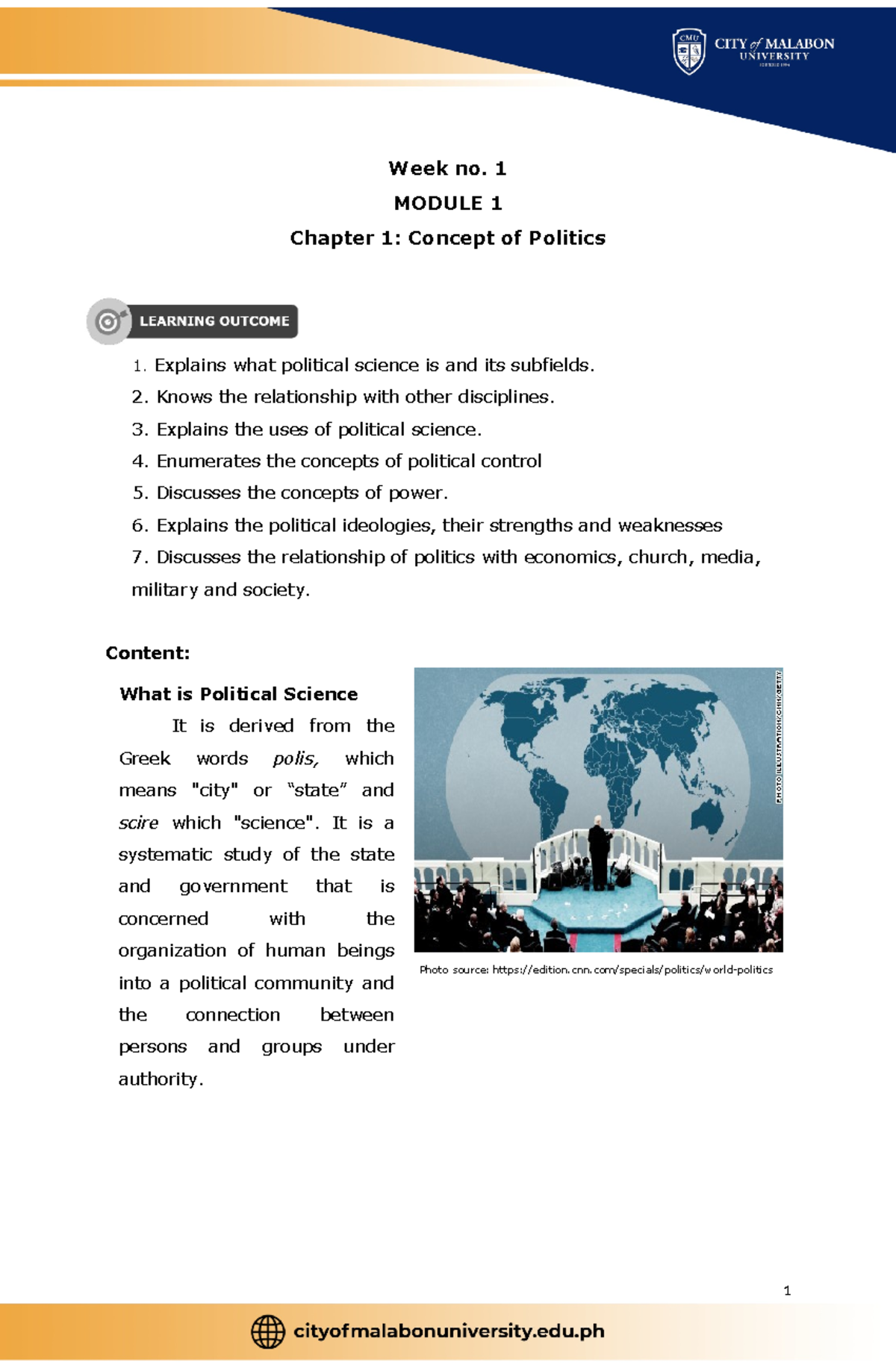 Module 1: Intro to Political Science Concepts and Theories - Studocu