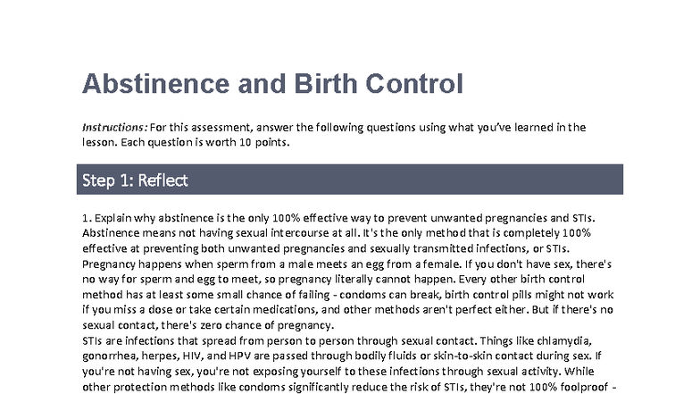 Abstinence & Birth Control: Key Insights for FLVS Health Class - Studocu