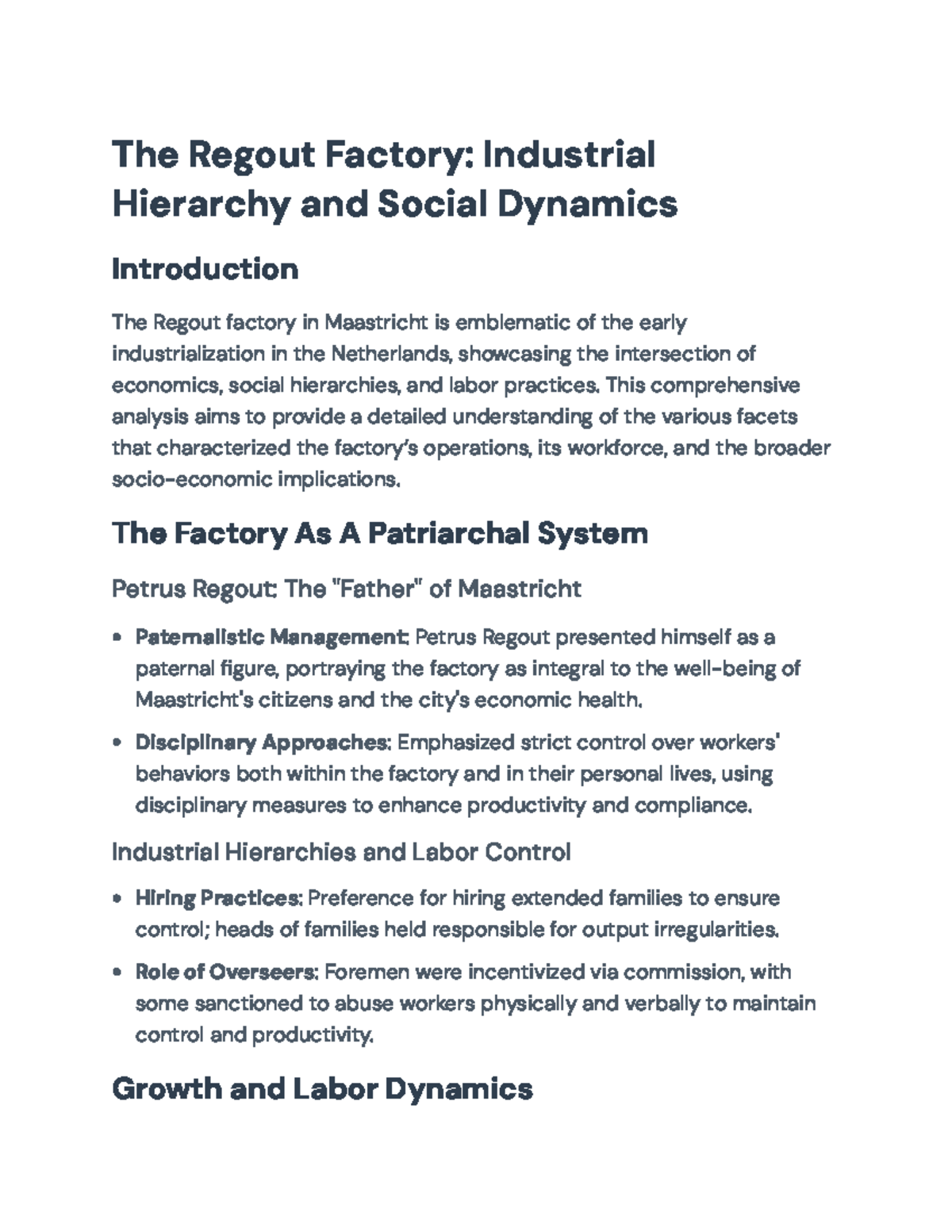 The Regout Factory: Industrial Hierarchy and Labor Dynamics Analysis ...