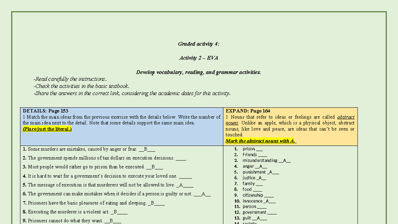 Activity 2: Graded Activity 4 - Vocabulary & Grammar Tasks (Oct 23 ...