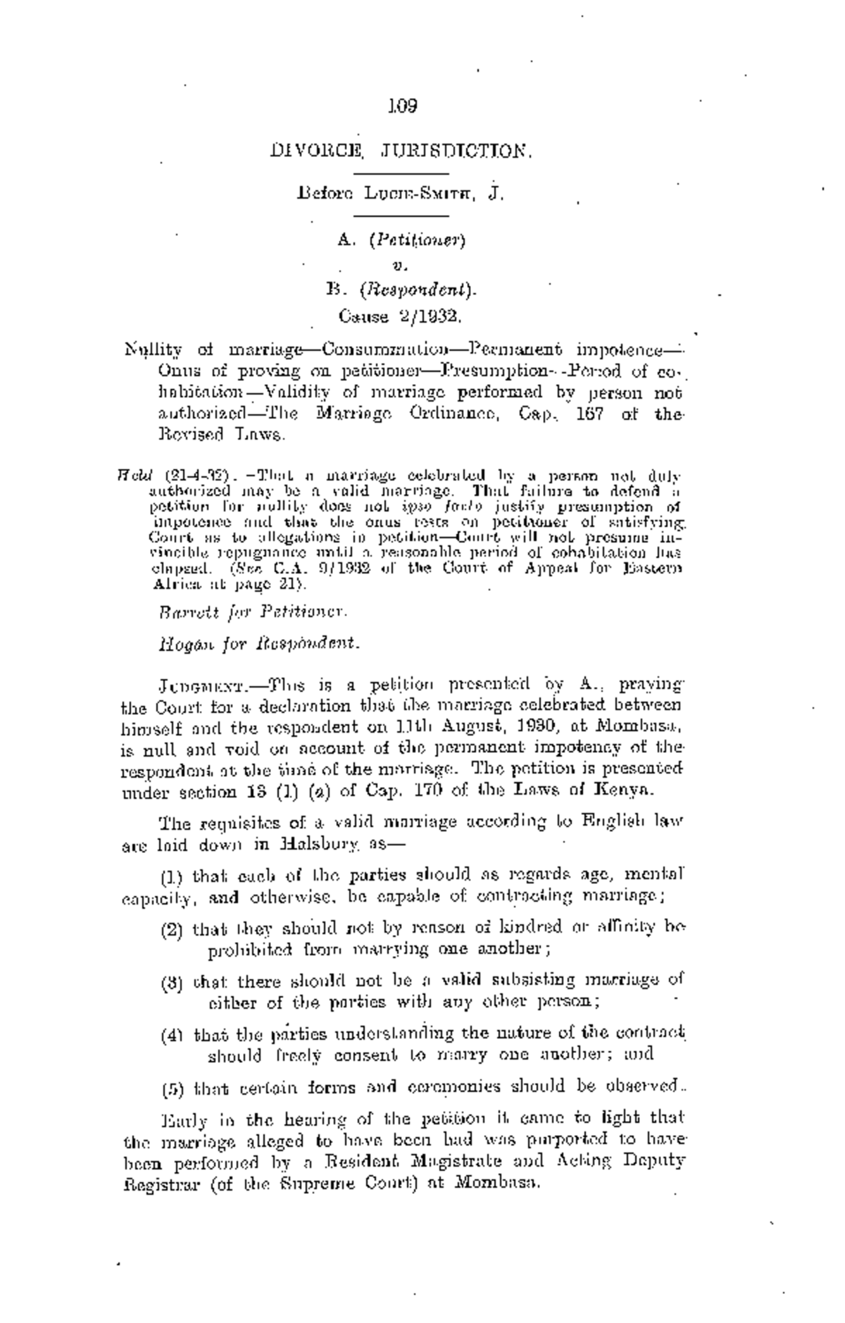 109 DIVORCE CASE: J.A. (Petitioner) vs. B. (Respondent) - Nullity ...
