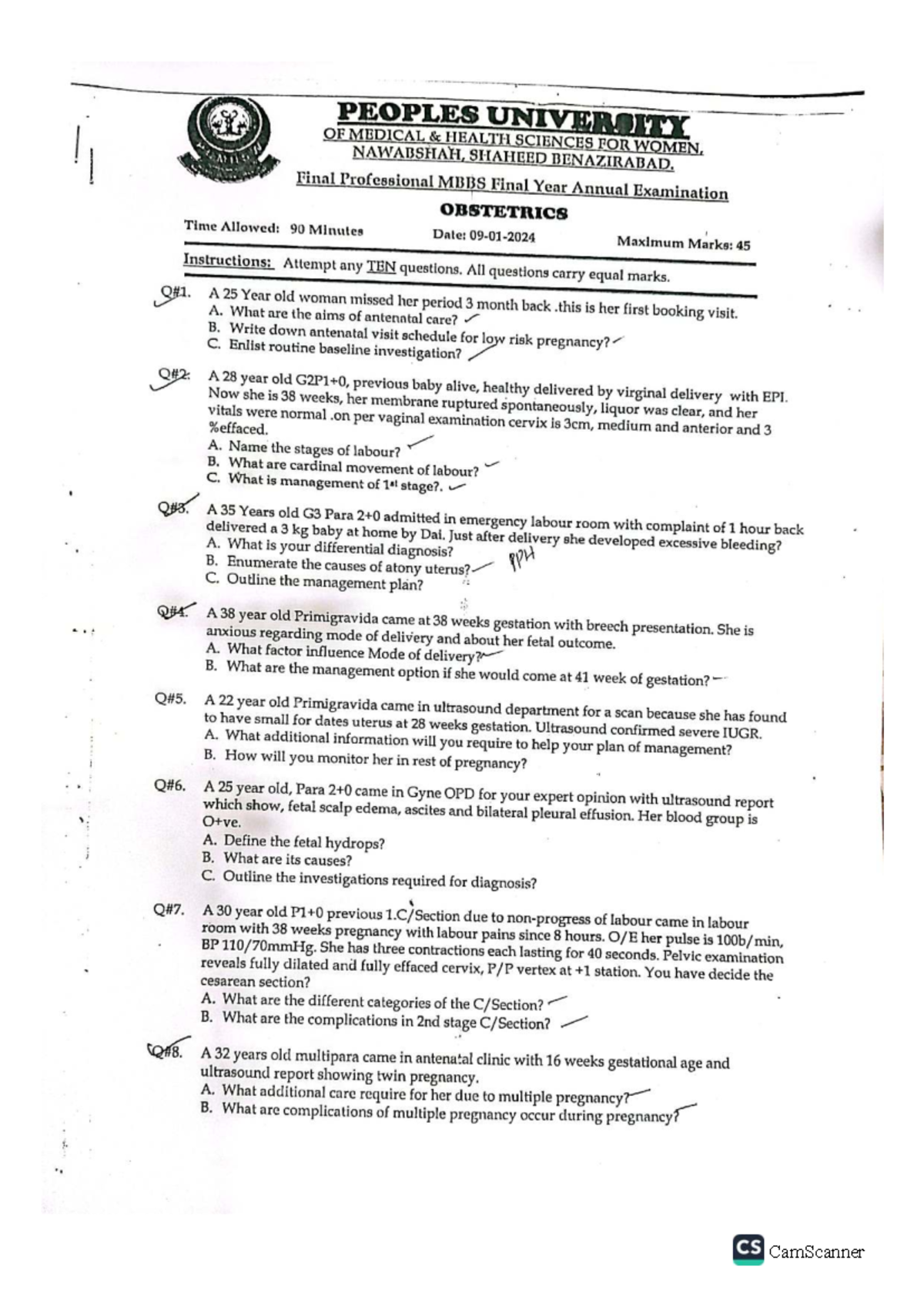 Final Professional MBBS (10th Semester) Exam 2022: Obstetrics Notes ...