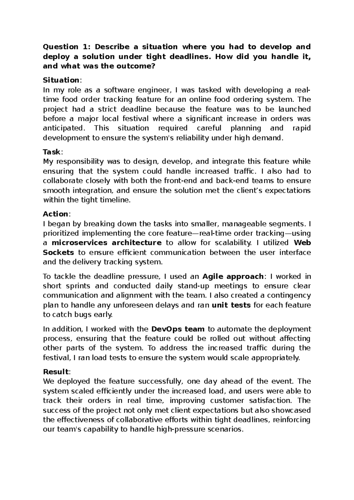 Competencies based interview question - Question 1: Describe a ...