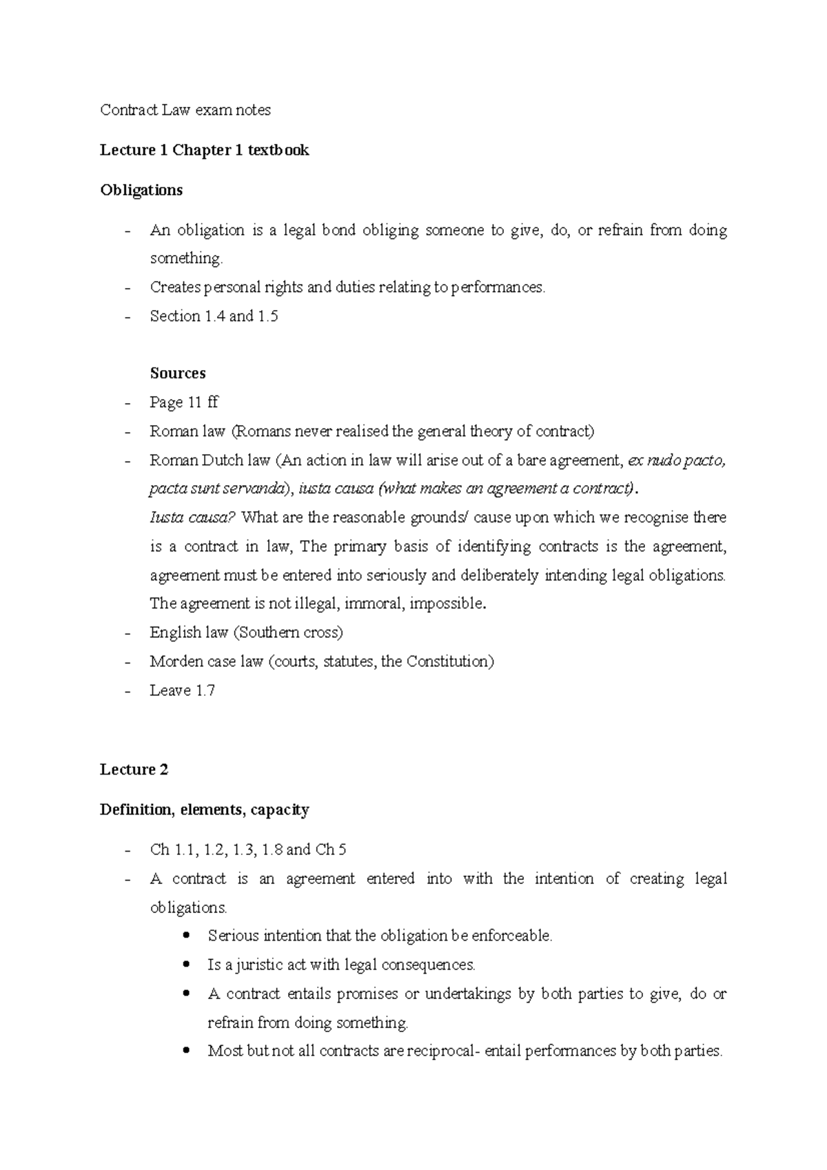 Contract Law Exam Notes: Key Concepts and Theories (LAW 101) - Studocu