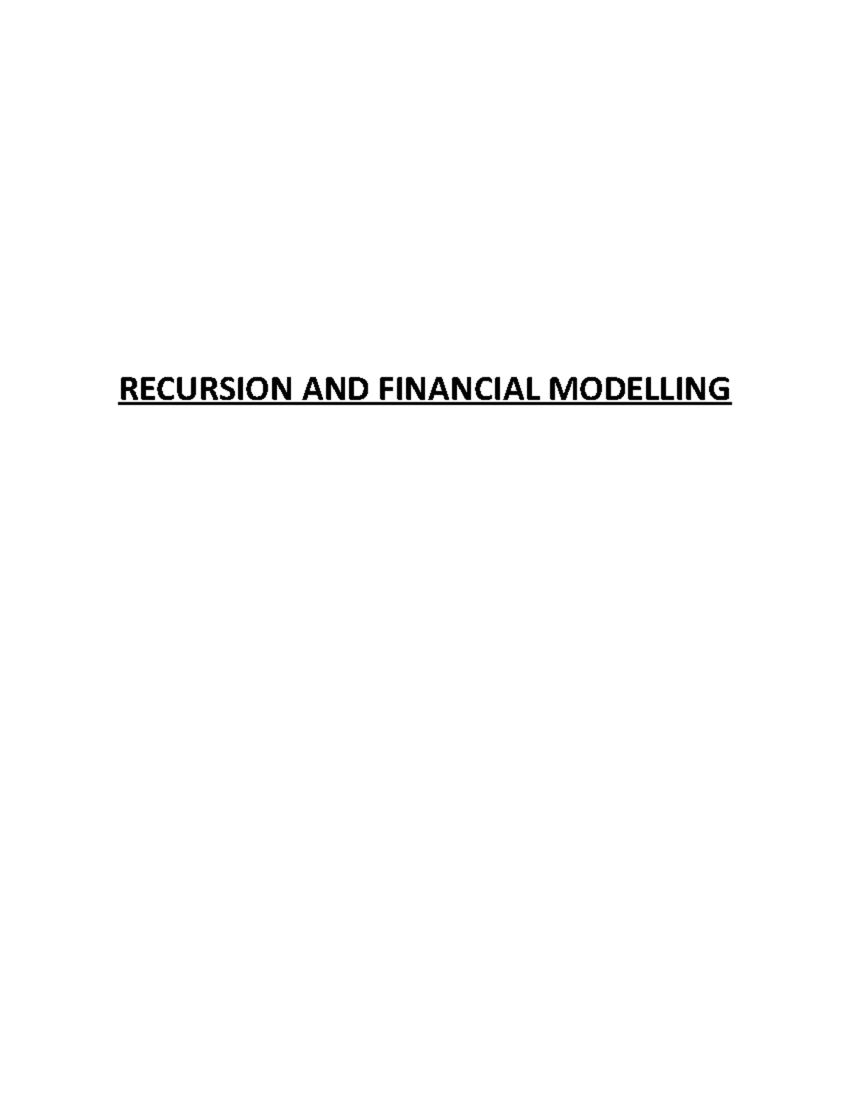 Core: Finance Recursion & Modeling Techniques Notes - Studocu