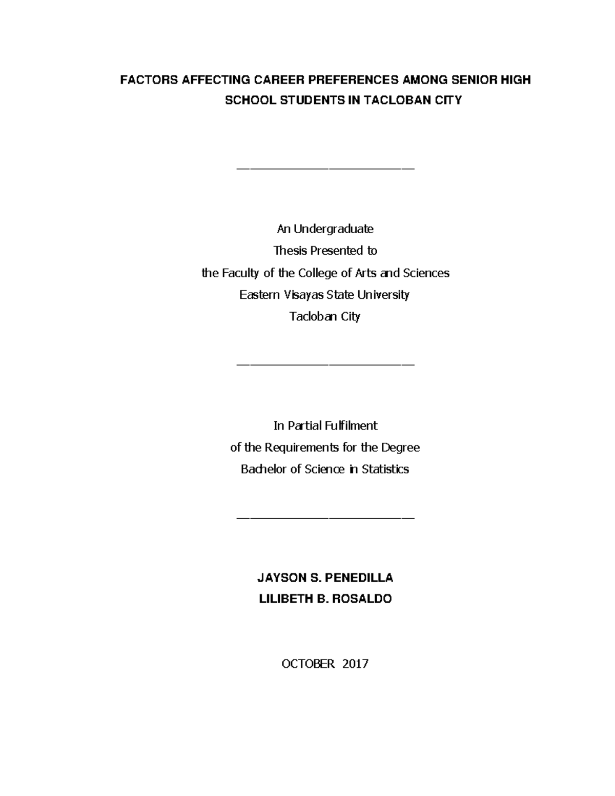 Factors Affecting Career Preferences AMO - FACTORS AFFECTING CAREER ...