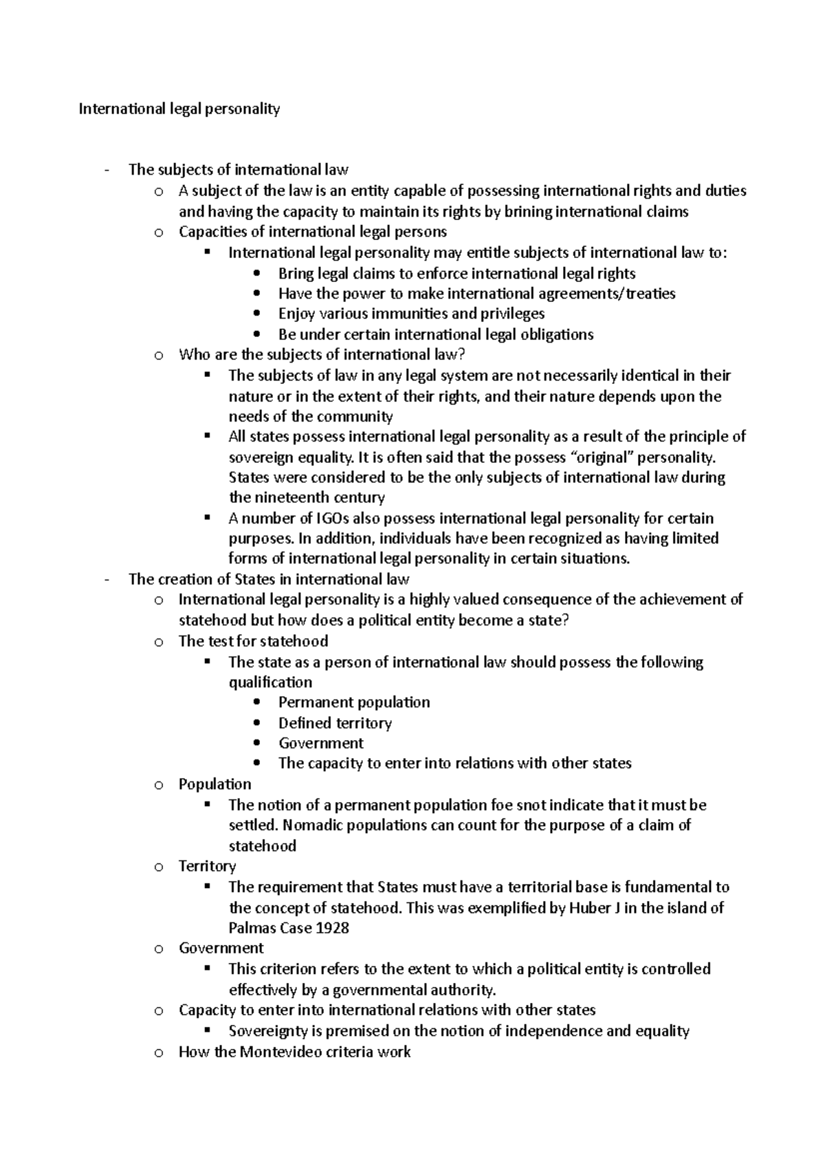 Lecture 4 - Exploring International Legal Personality and Statehood ...