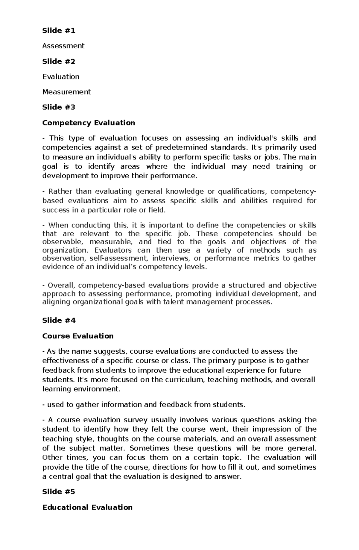 Script - ... - Slide # Assessment Slide # Evaluation Measurement Slide ...