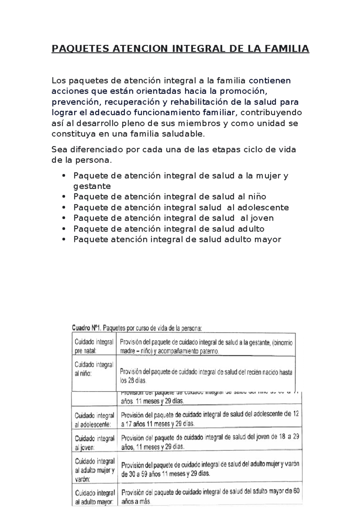 Paquetes Atencion Integral DE LA Familia - PAQUETES ATENCION INTEGRAL ...