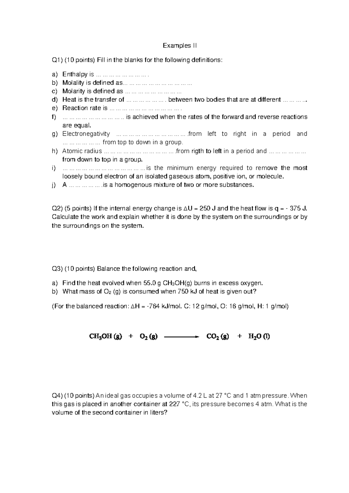 Examples II - Chemistry Definitions and Calculations (Q1-Q8) - Studocu