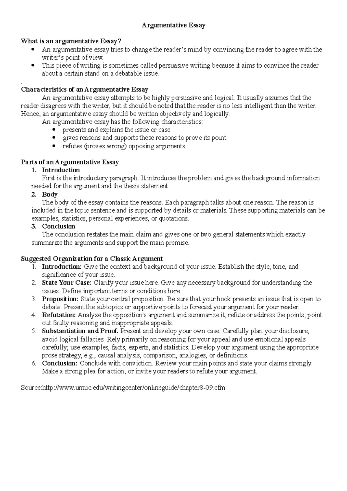 Argumentative Essay: Key Features and Structure Guide - Studocu