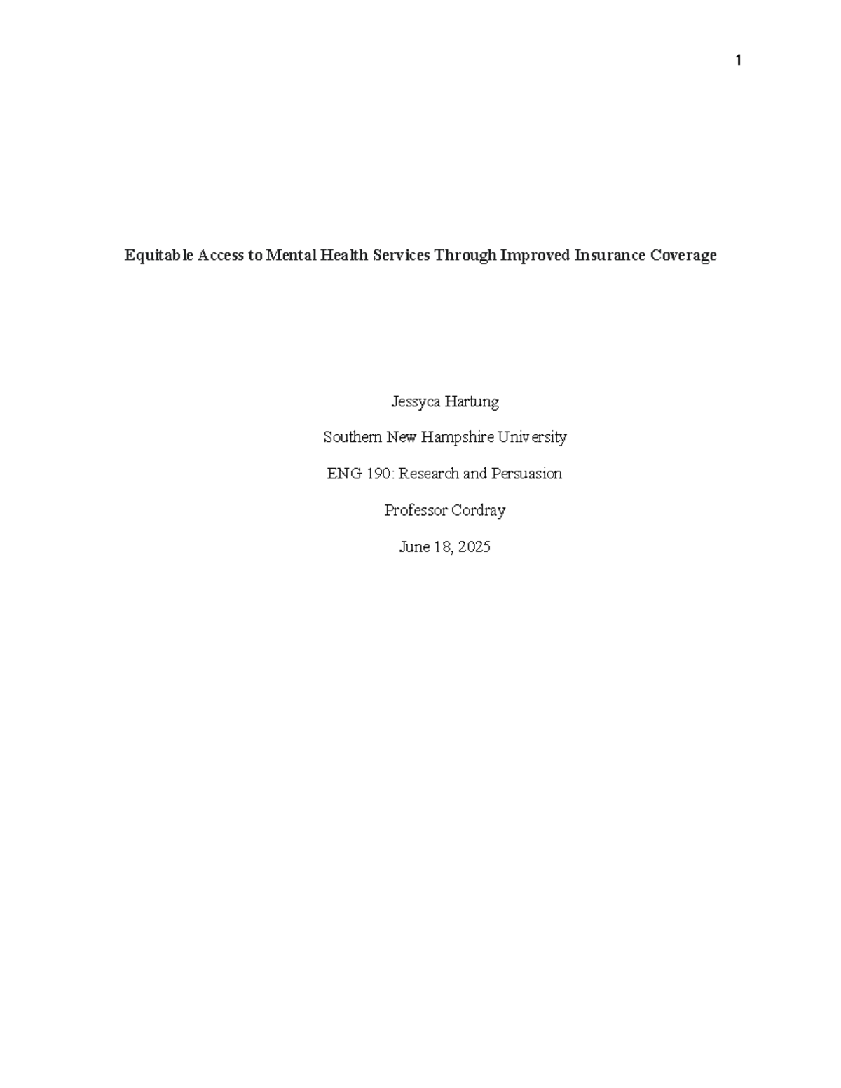 ENG 190: Final Project on Equitable Access to Mental Health Services ...