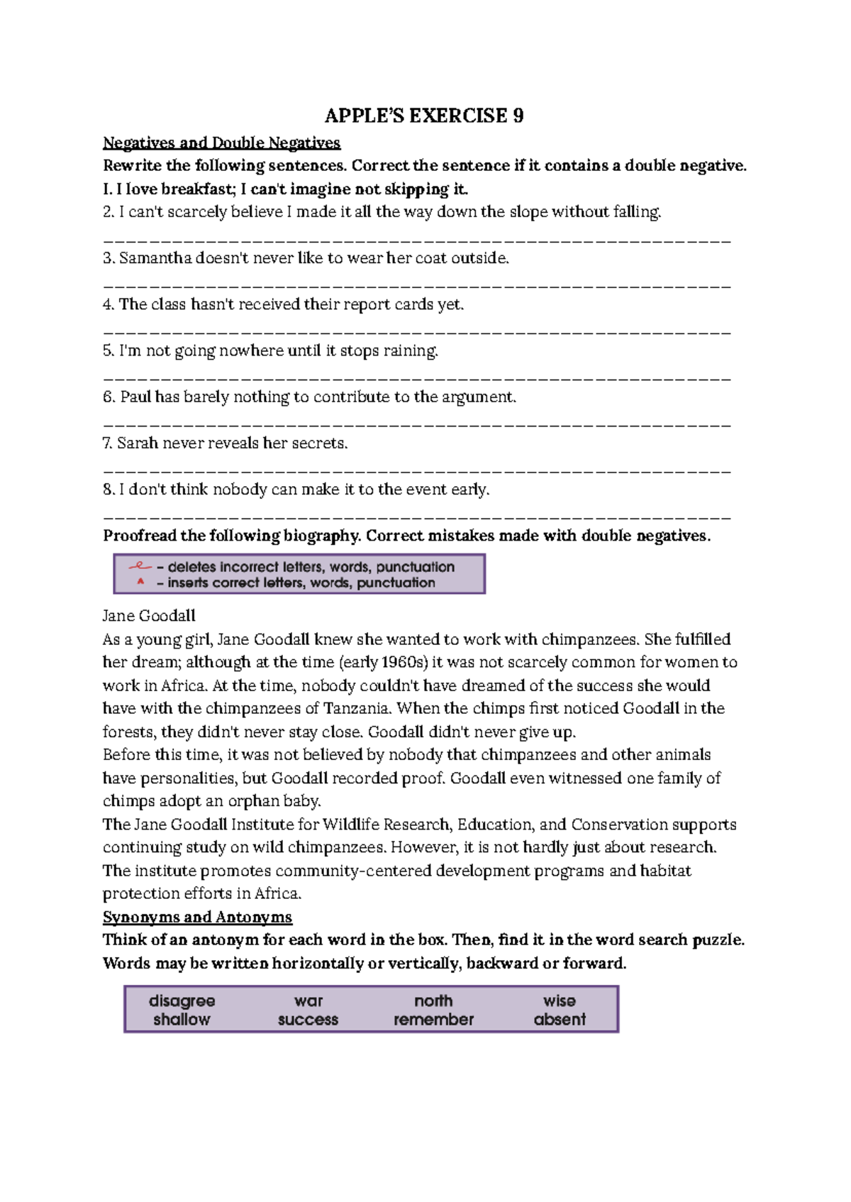 Exercise 9: Negatives and Double Negatives - Cambridge Global English 3 ...
