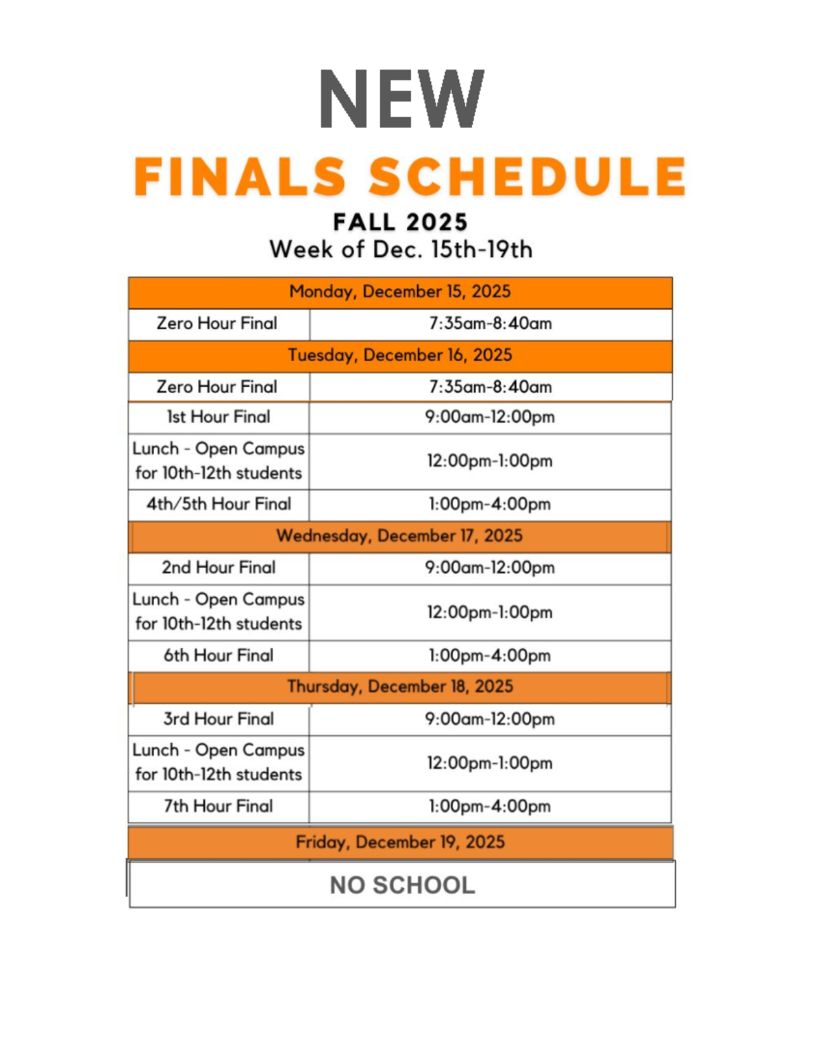 Final Exam Schedule for Fall 2025 - Studocu