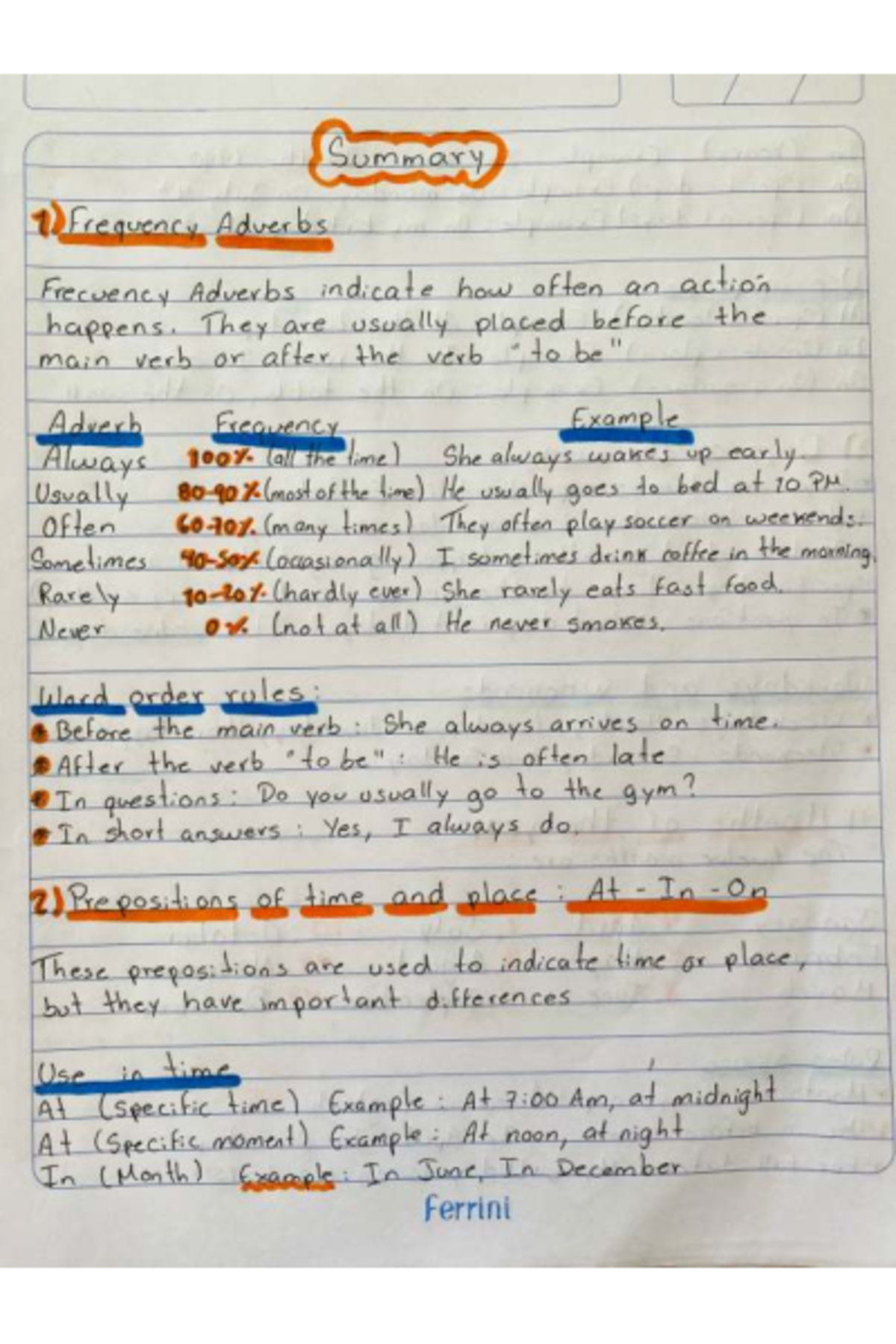 Summary 2 - Frequency Adverbs and Their Usage in English - Studocu