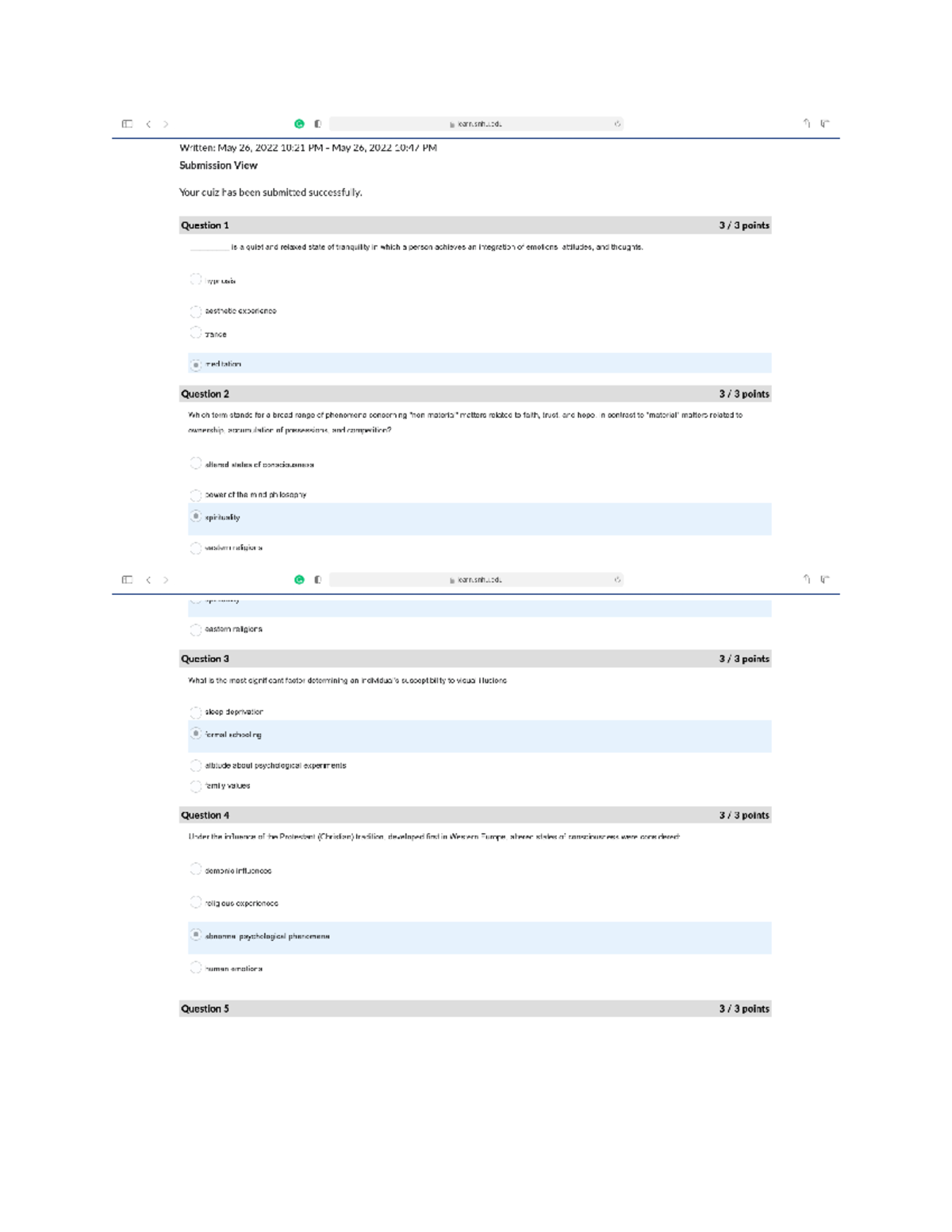 Psy 324 Module 4 Quiz Questions and Answers Analysis - Studocu
