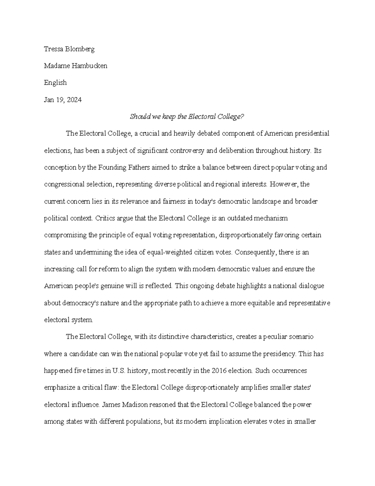 ENG101: Electoral College Debate - Analyzing Its Relevance and Fairness ...