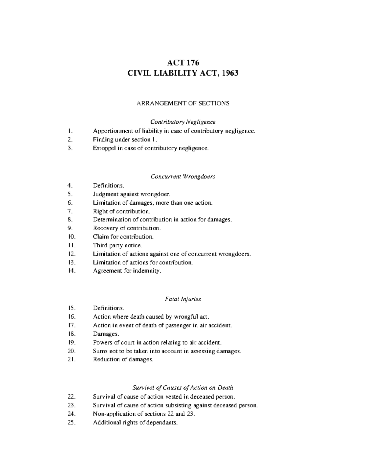 ACT 176 Civil Liability Act, 1963: Key Provisions and Sections - Studocu