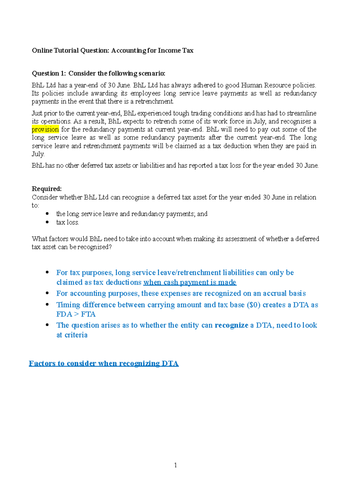 Online Tutorial 4 Questions - Accounting for Income Tax - Online ...