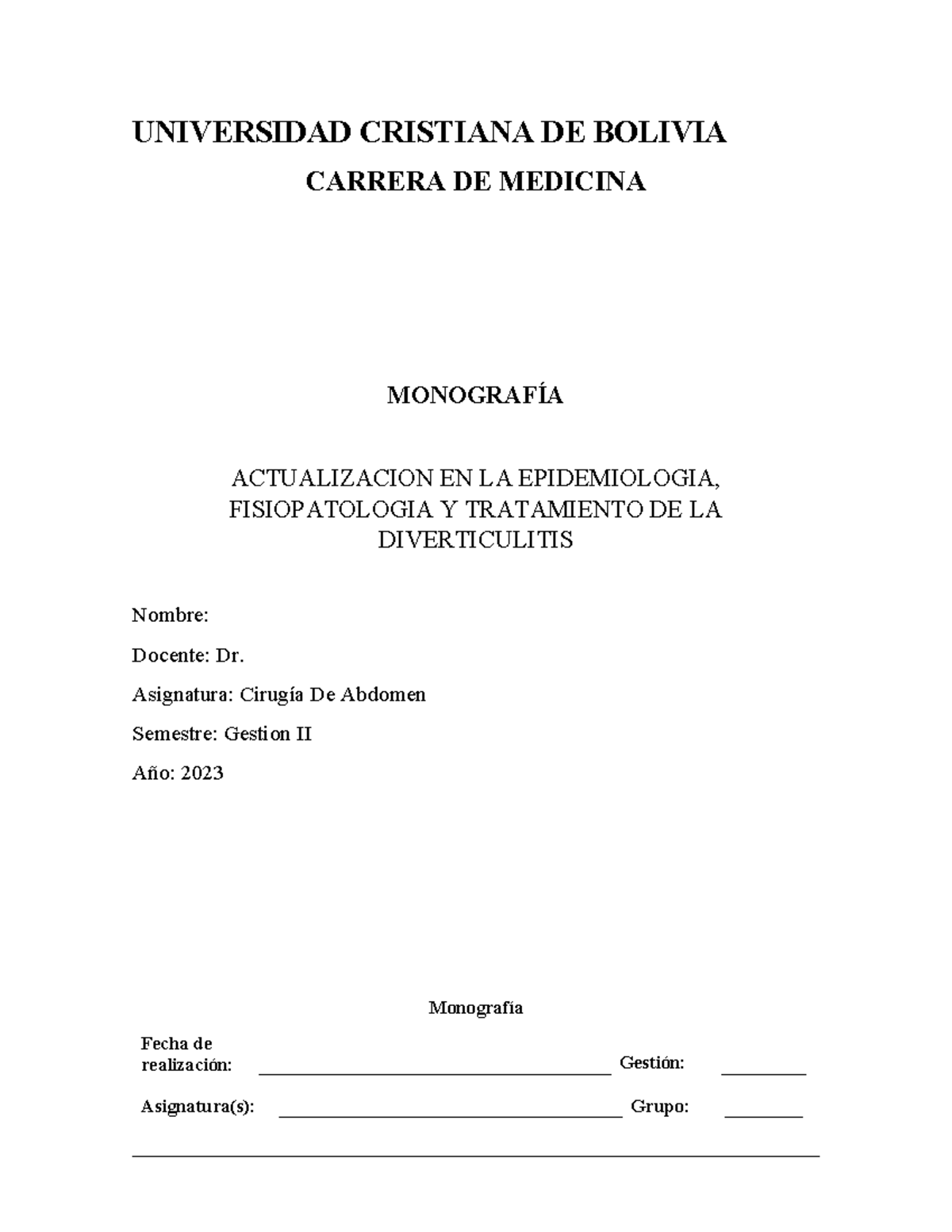 Monografía de Diverticulitis - Epidemiología y Tratamiento (Cirugía II ...
