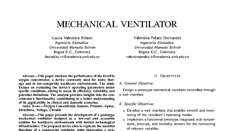 Prototype Mechanical Ventilator with Web Control - Biomedica Project ...