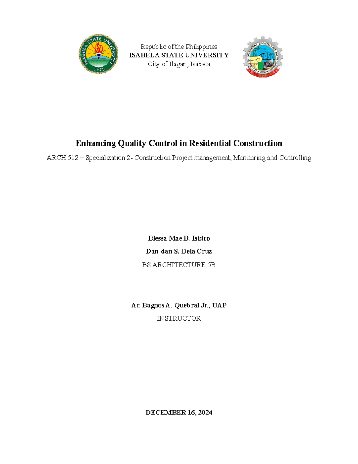 Specs- Final - Specificatio 2 - Republic of the Philippines ISABELA STATE UNIVERSITY City of ...