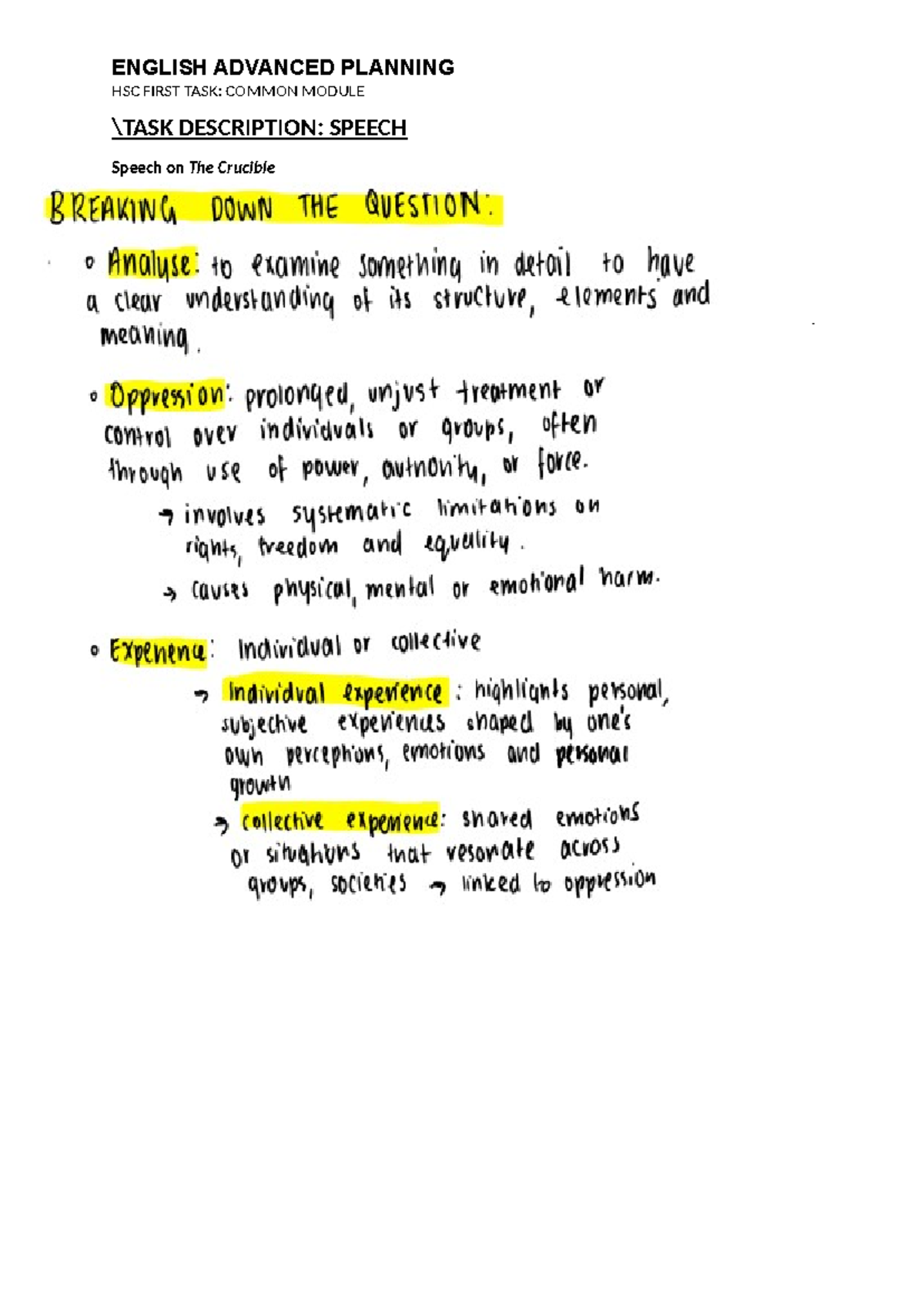 English Advanced Term 1 HSC DOC - HSC FIRST TASK: COMMON MODULE \TASK ...
