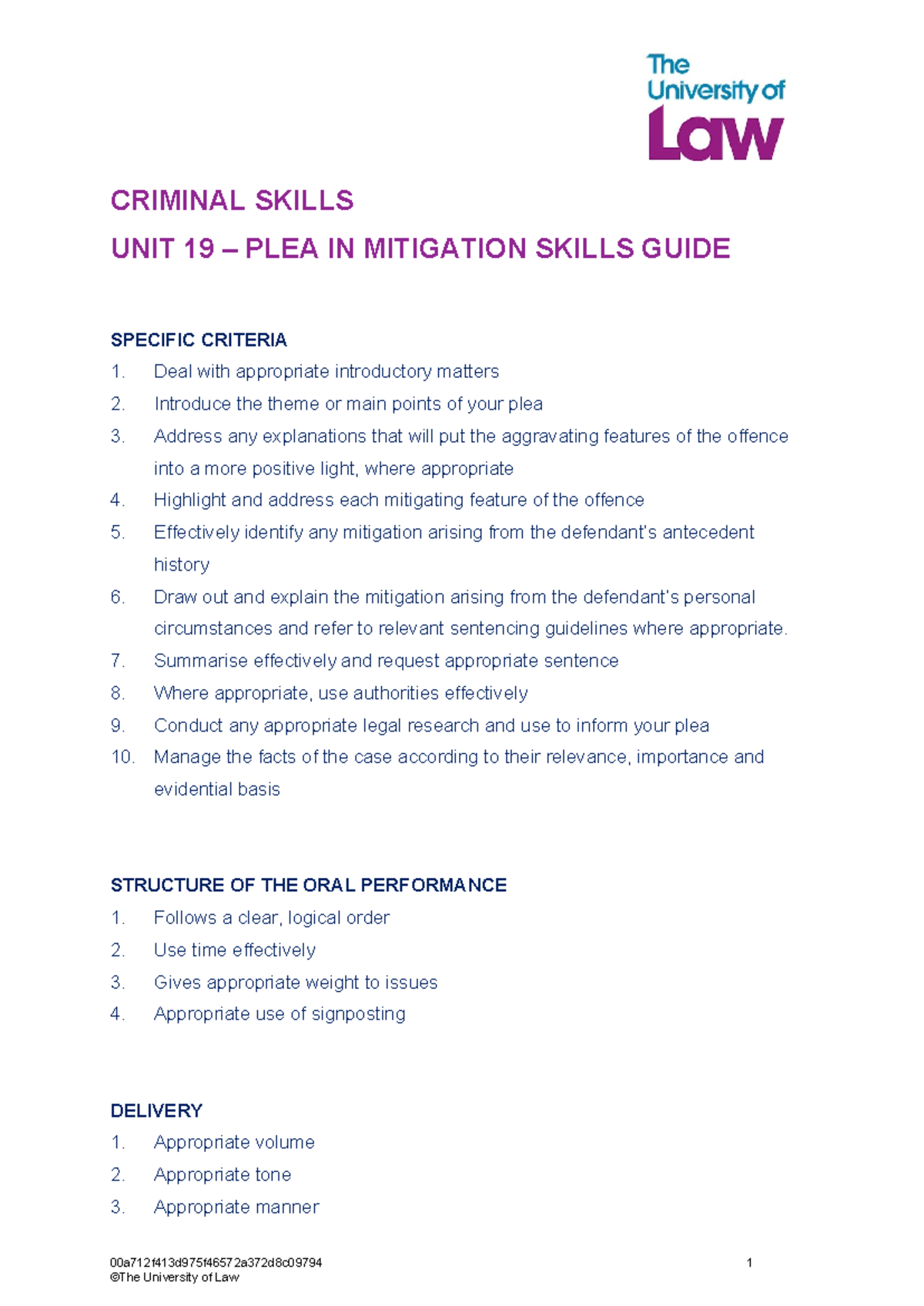 CRIM 101: Plea in Mitigation Skills Guide for Effective Advocacy - Studocu