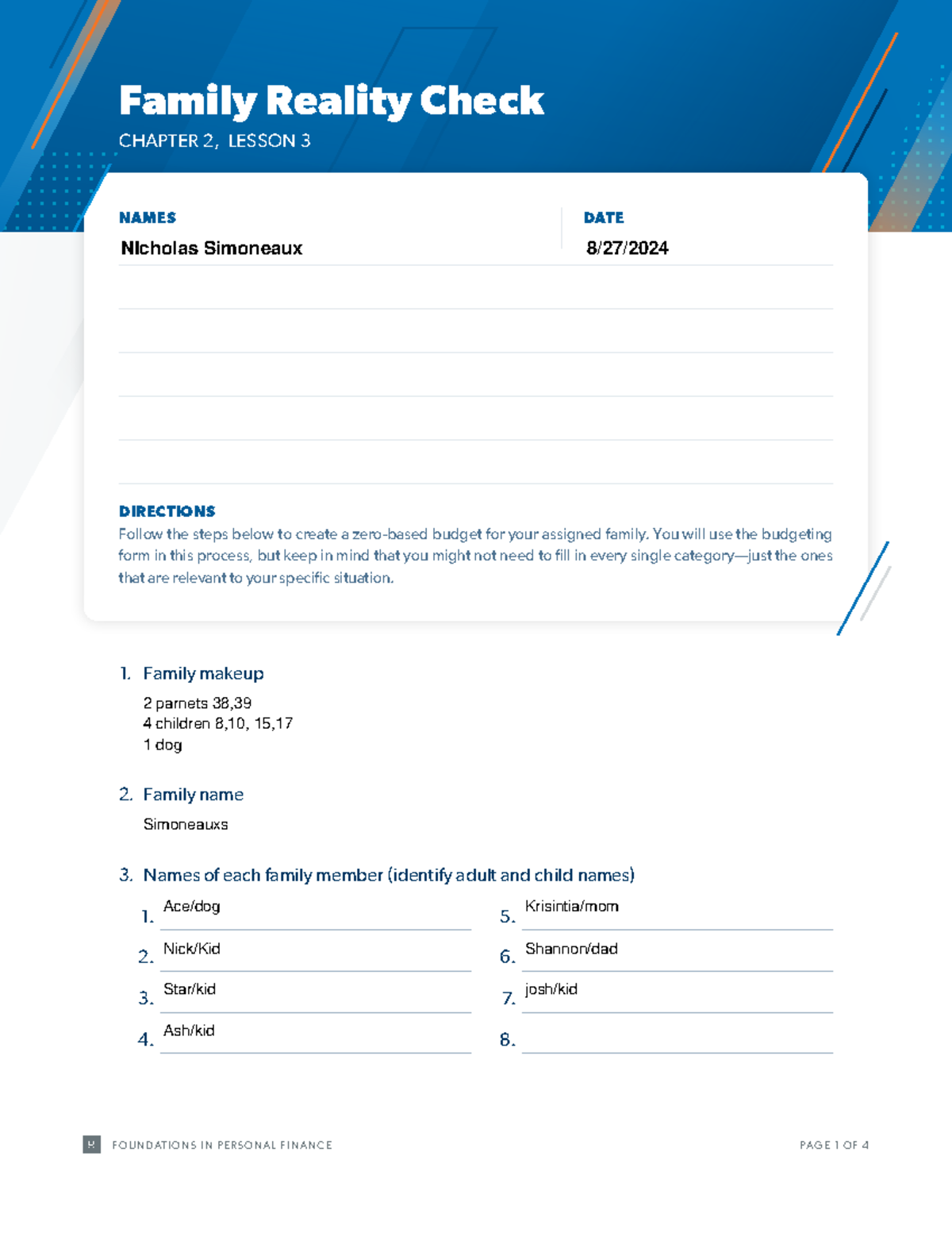 Act ch02 l03 english - Yuh - PAGE 1 O F 4 CHAPTER 2, LESSON 3 NAMES ...