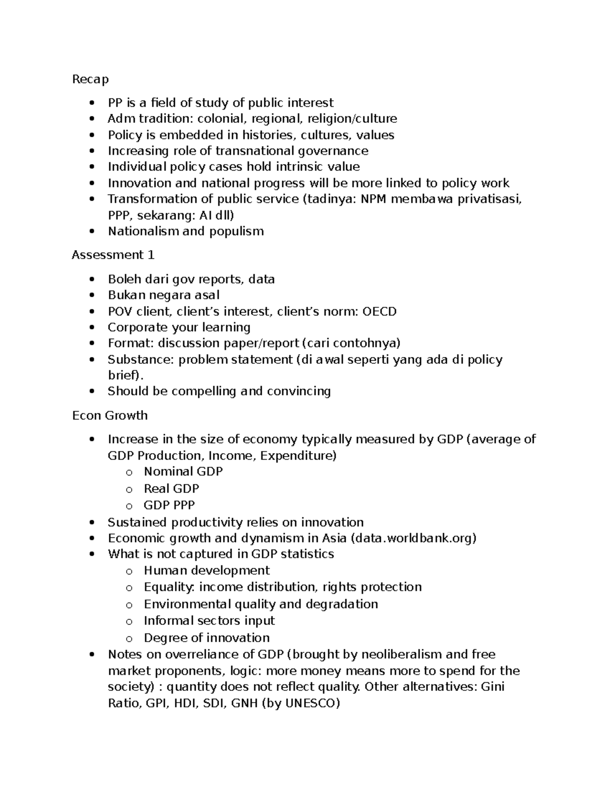 PPA-03: Class Notes on Public Policy and Economic Growth Analysis - Studocu