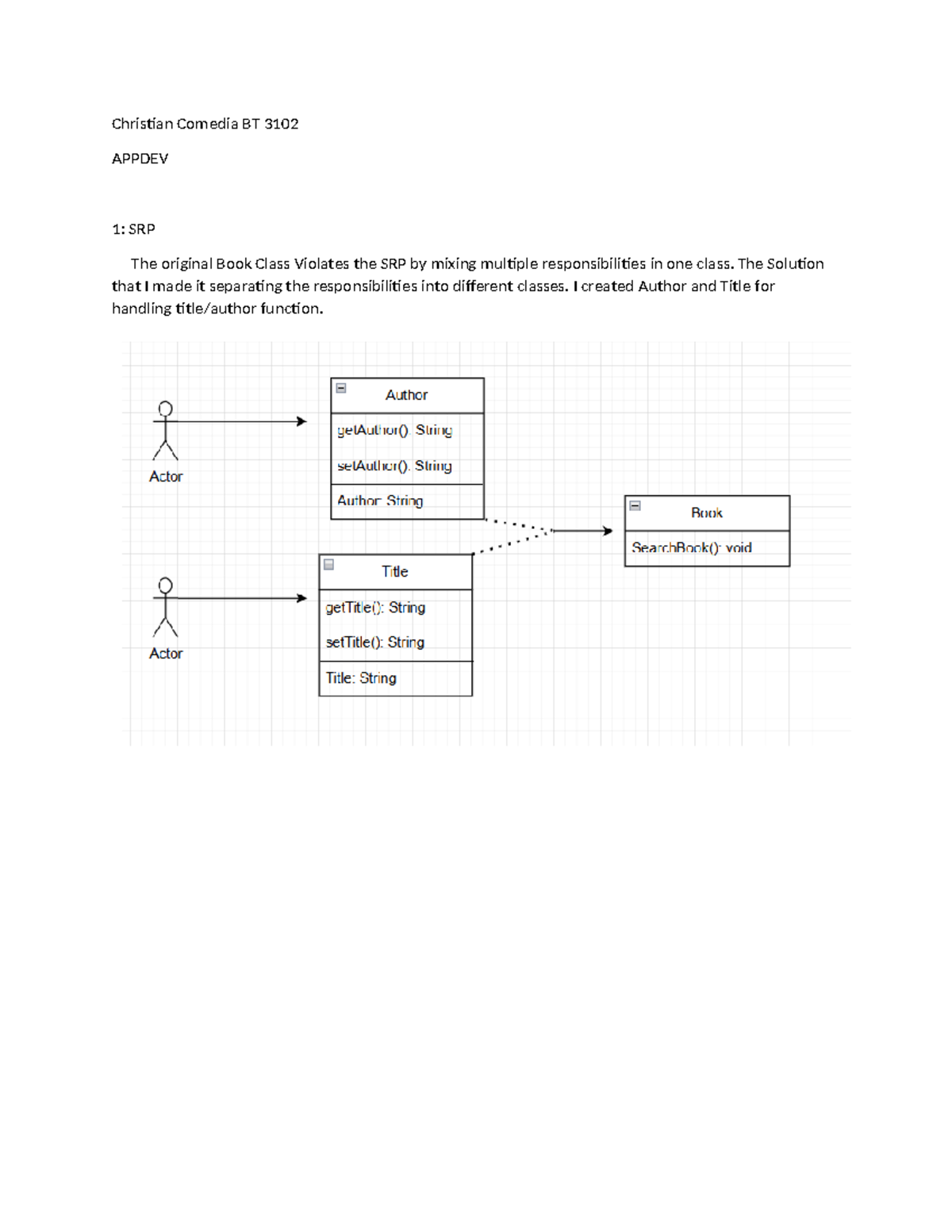 BT 3102 APPDEV 1: SRP, OCP, and DIP Violations in Book Class Design - Studocu